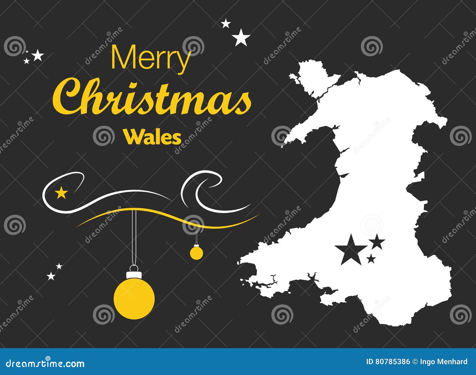 Merry Christmas Theme with Map of Wales Stock Illustration ...