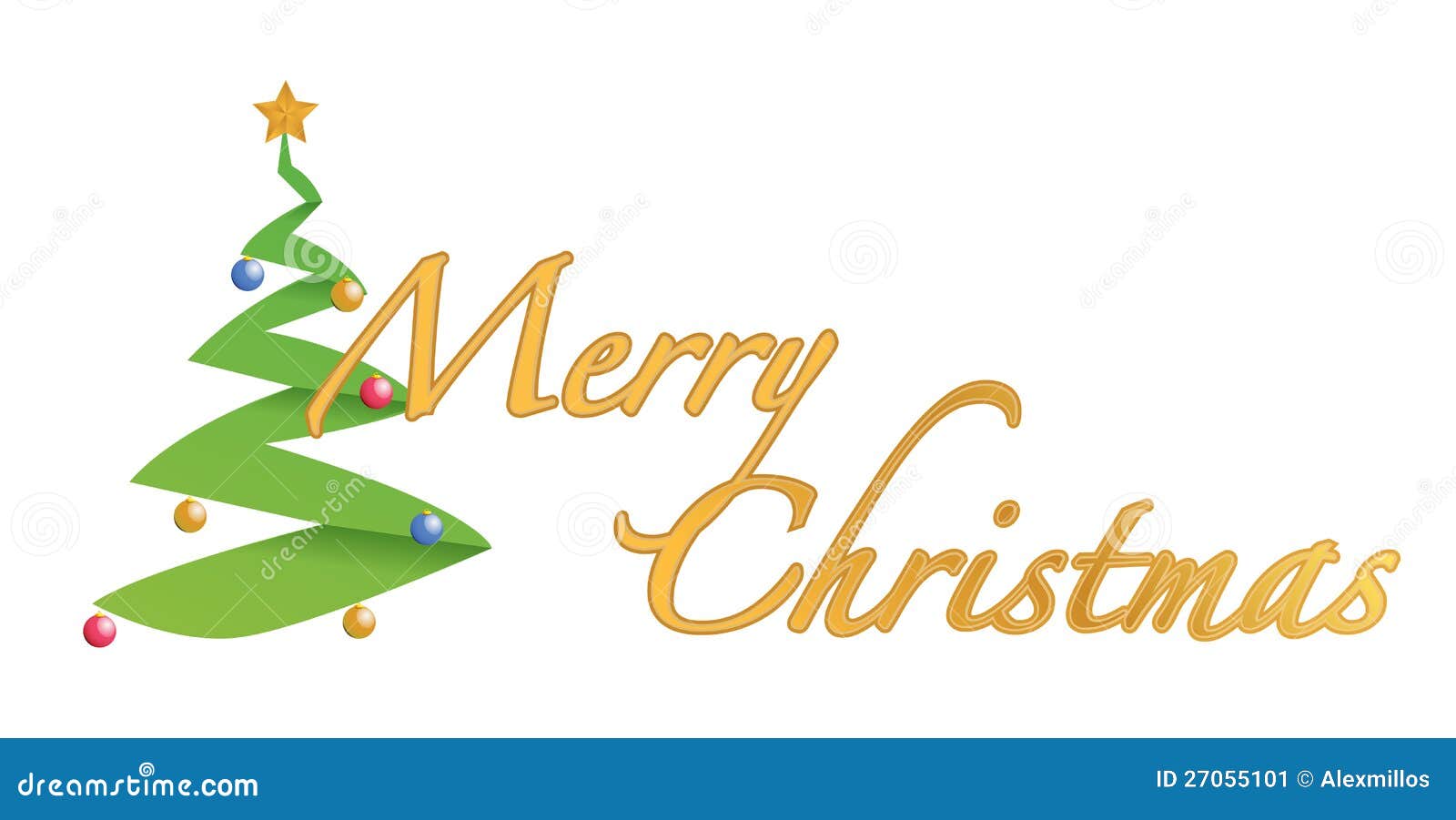 Merry Christmas Tree Text Sign Illustration Stock Illustration ...