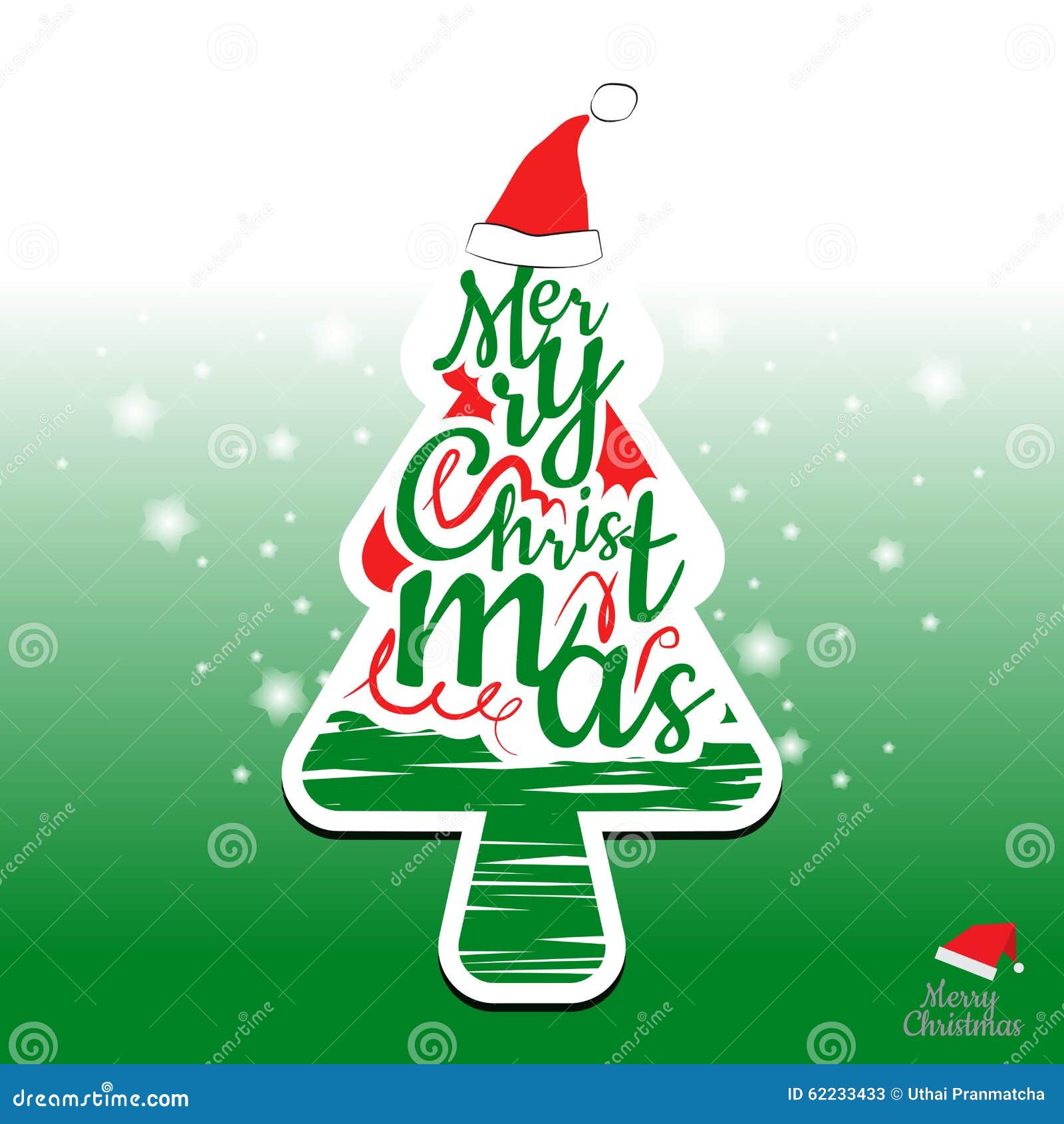 Merry Christmas Tree and Typography Design Stock Vector - Illustration ...