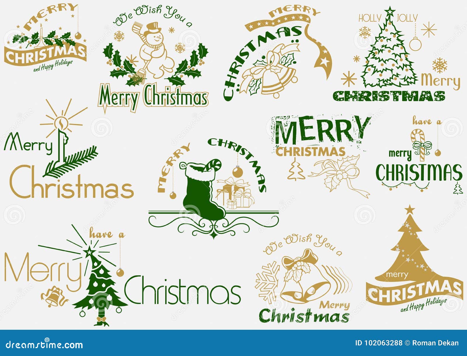 Merry Christmas Typography Set Stock Vector Illustration Of Candle