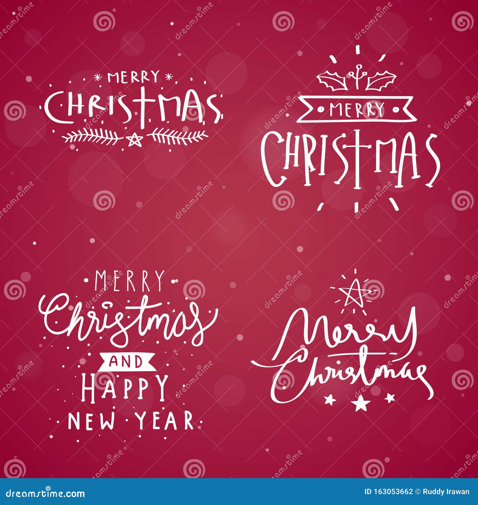 Merry Christmas Typography Set Stock Vector Illustration Of Event