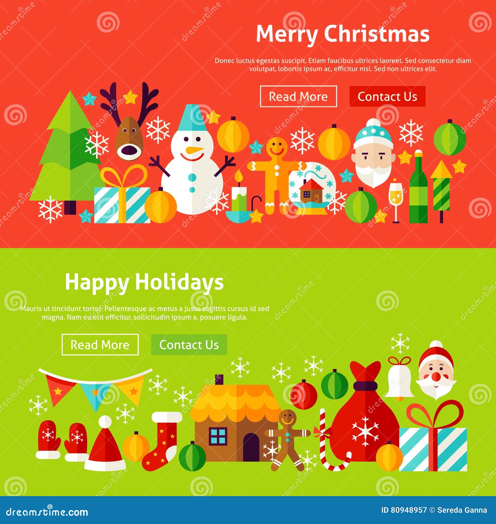 Merry Christmas Website Banners Stock Vector - Illustration of header ...