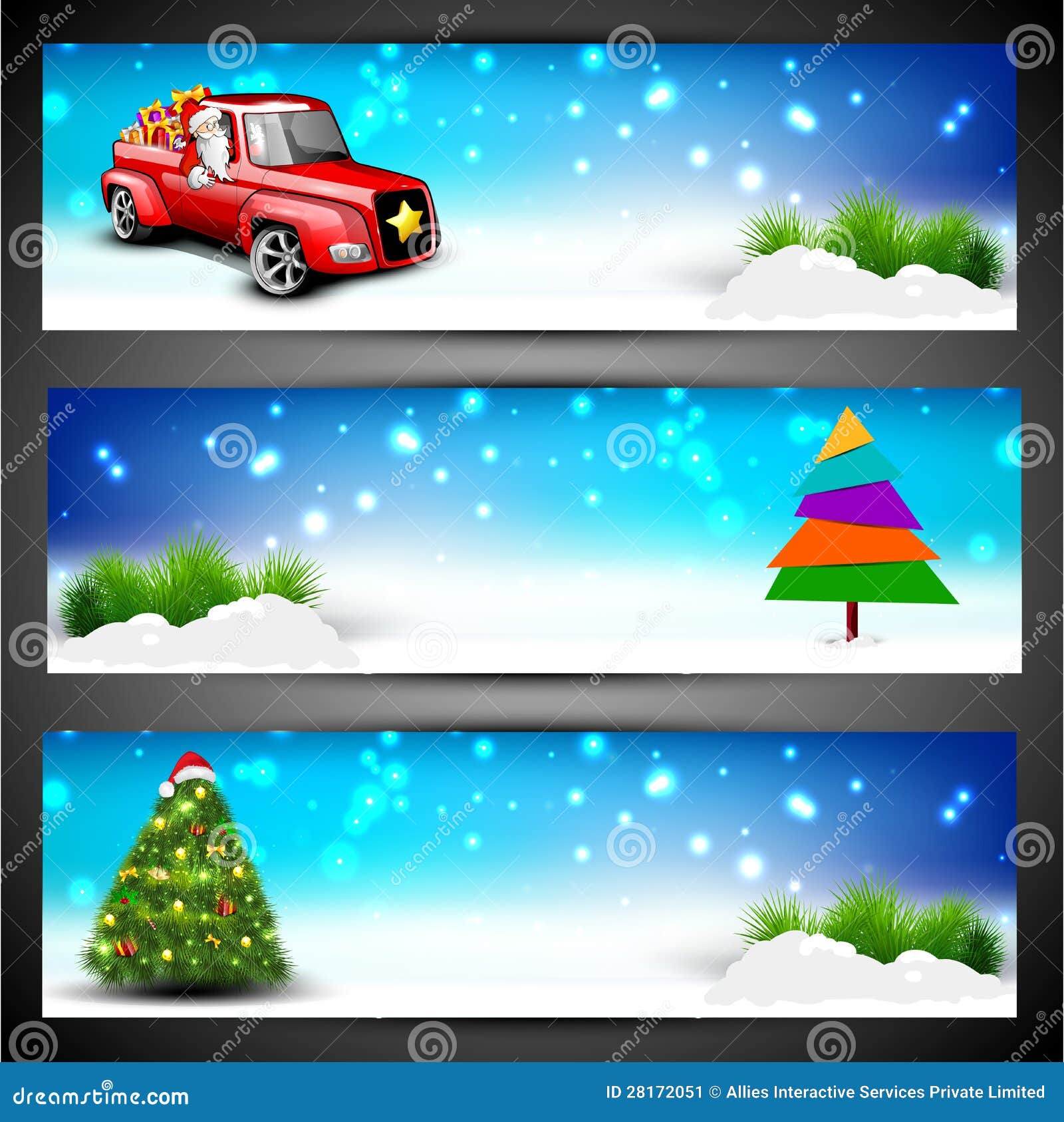 Merry Christmas Website Header or Banner Set. Stock Vector ...