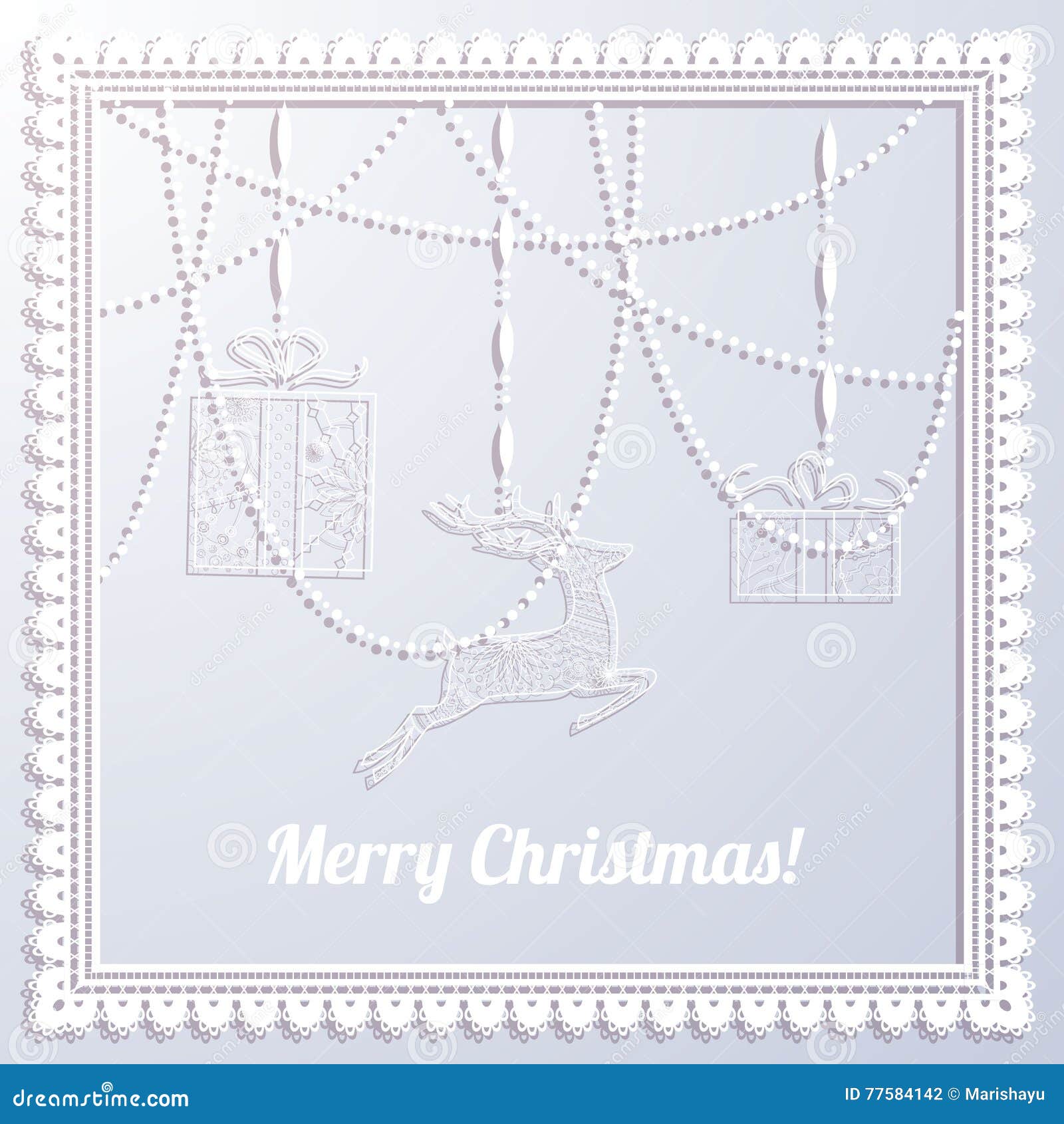 Merry Christmas White Paper Card with Applique Decoration Stock Vector ...
