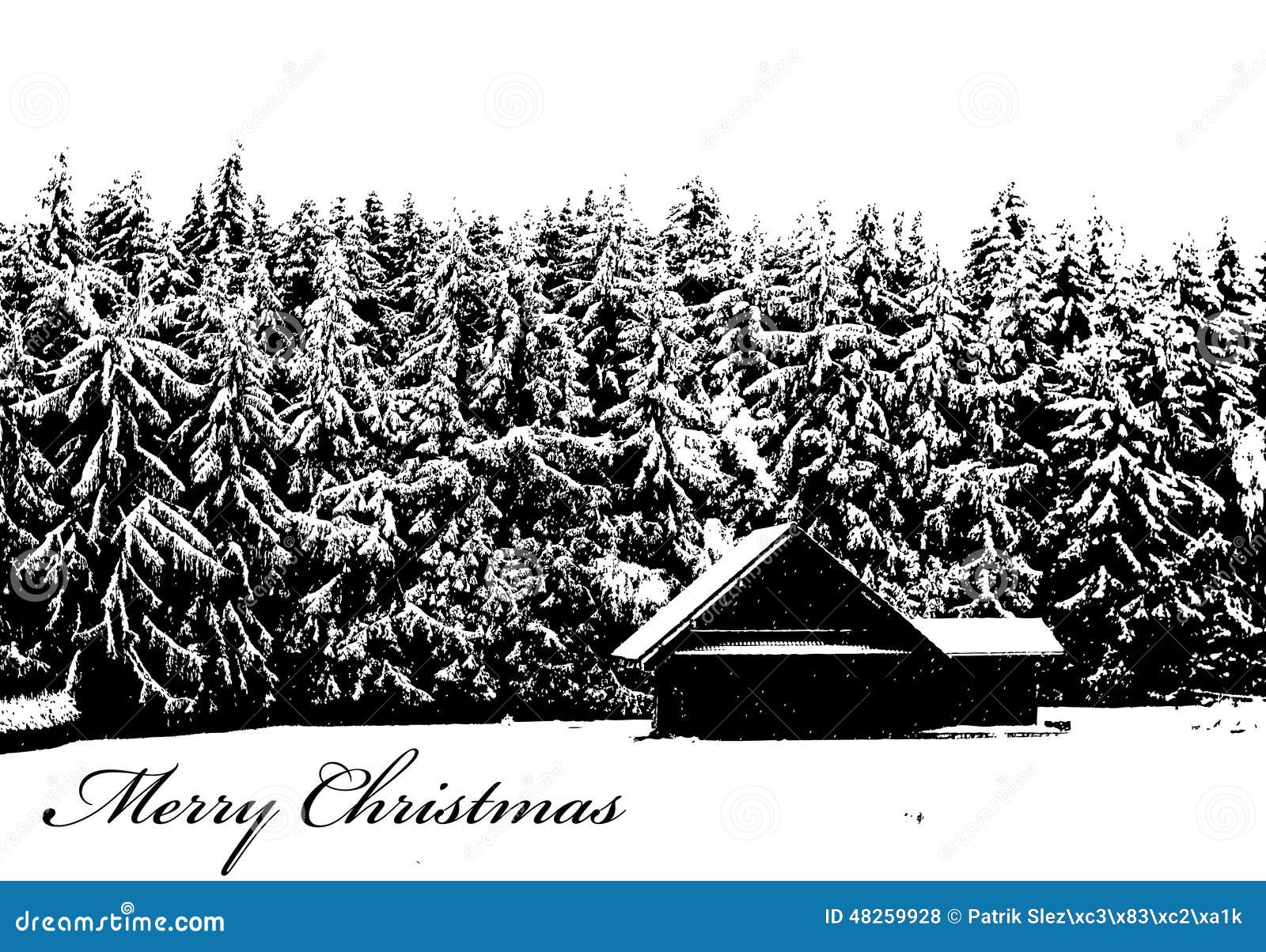 Merry Christmas Winter Log Cabin Stock Vector - Illustration of nature ...