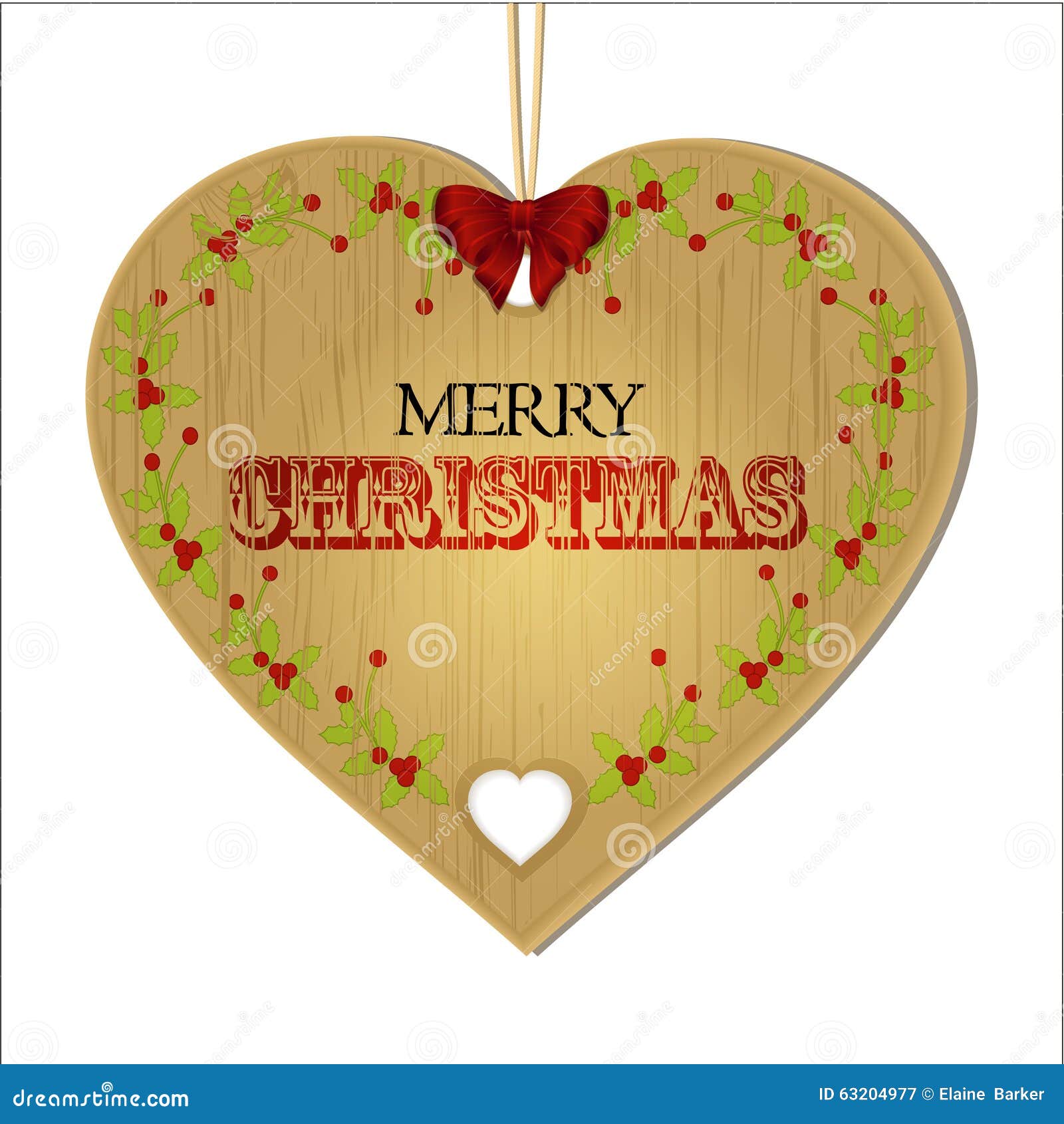 Merry Christmas Wooden Heart Stock Illustration - Illustration of ...