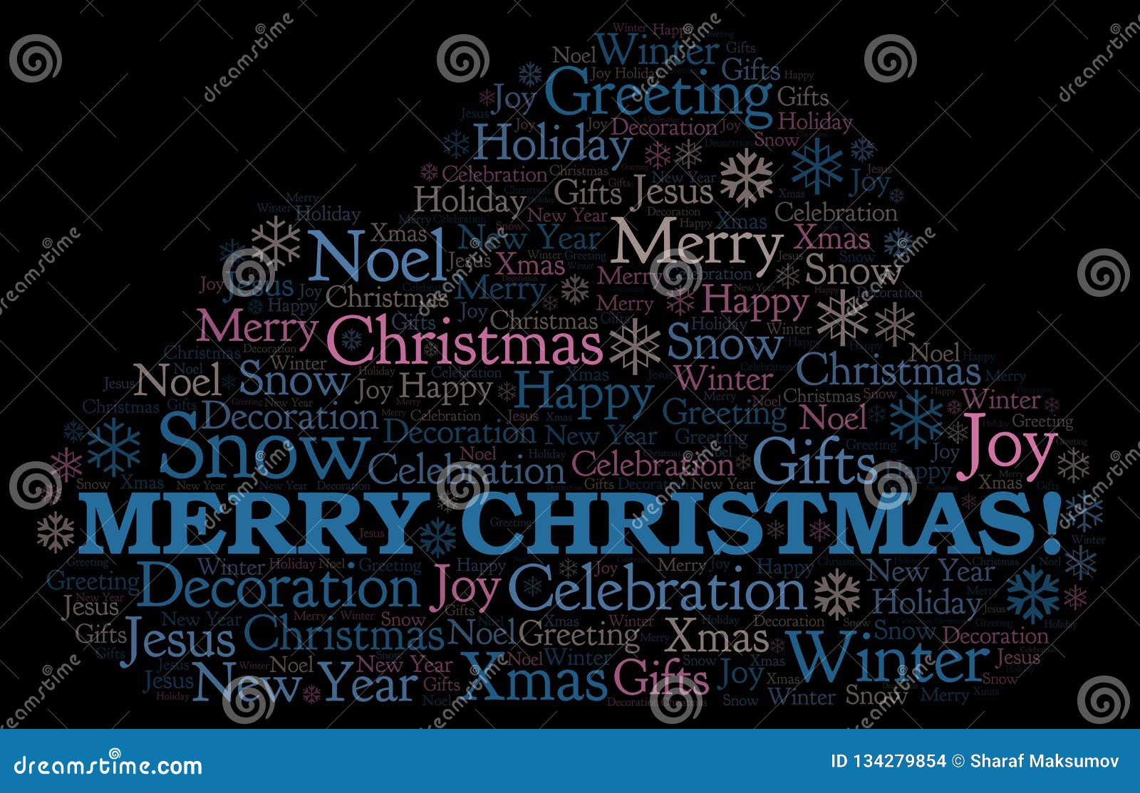 Merry Christmas! Word Cloud Stock Illustration - Illustration of merry ...