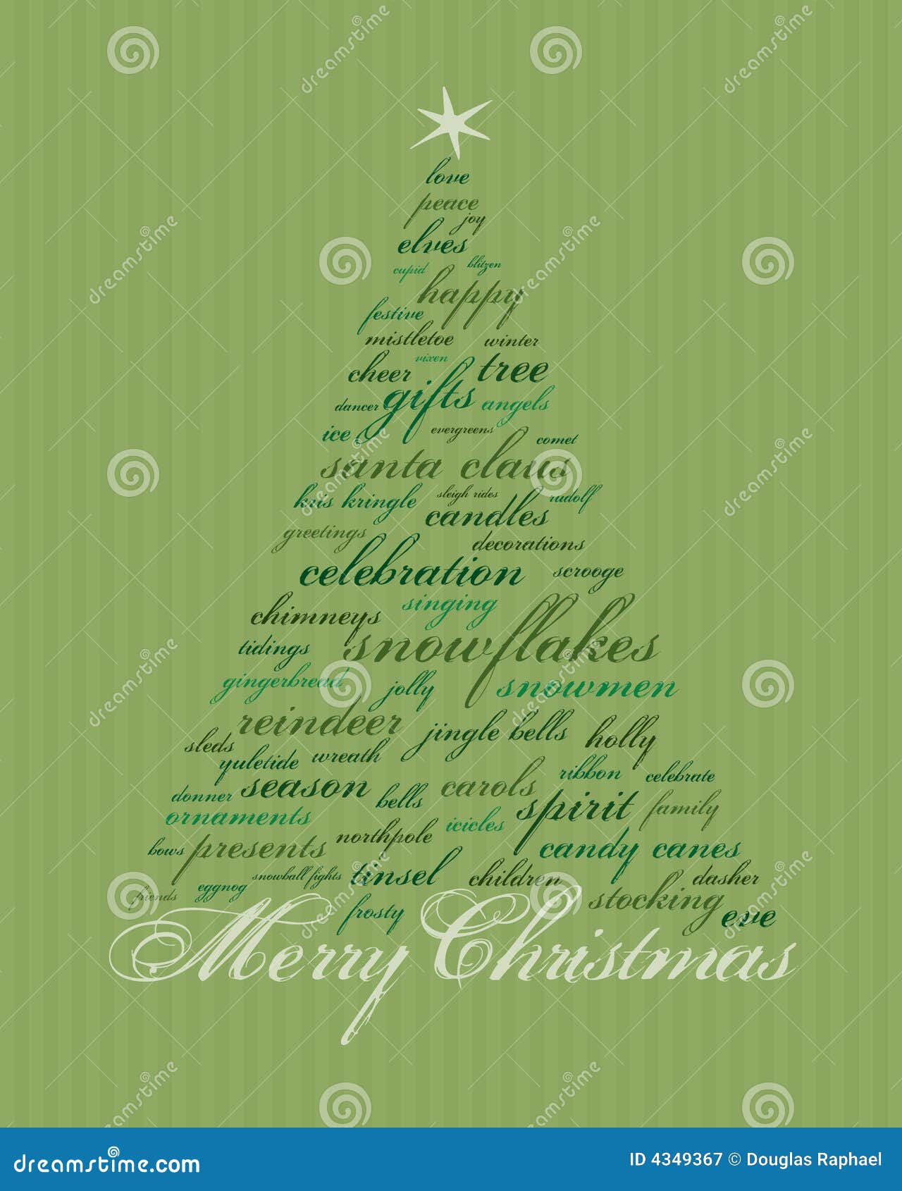 Merry christmas words stock vector. Illustration of greetings - 4349367