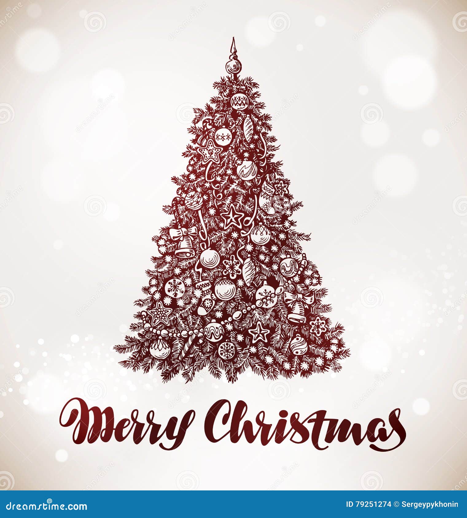 Merry Christmas. Xmas Tree with Decorations. Vector Illustration Stock ...