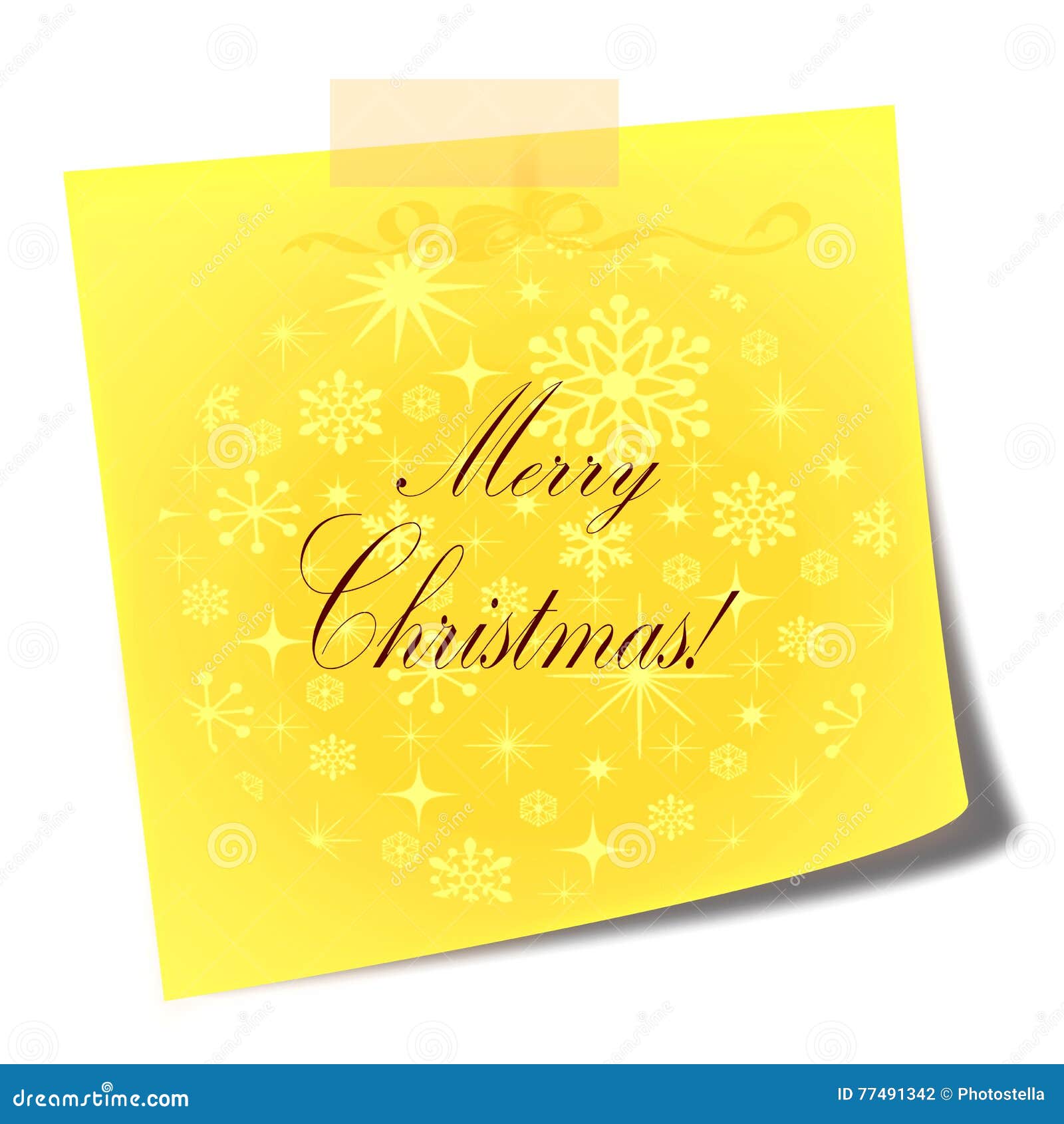 Merry Christmas Yellow Post it Note Stock Illustration - Illustration ...