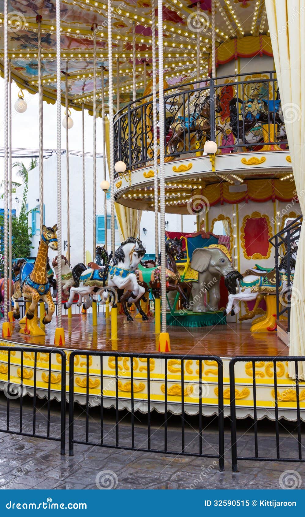 Merry Go Round in Amusement Park Stock Image - Image of park, leisure ...