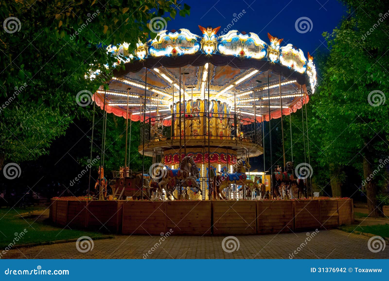 Merry-go-round carousel stock photo. Image of park, childhood - 31376942