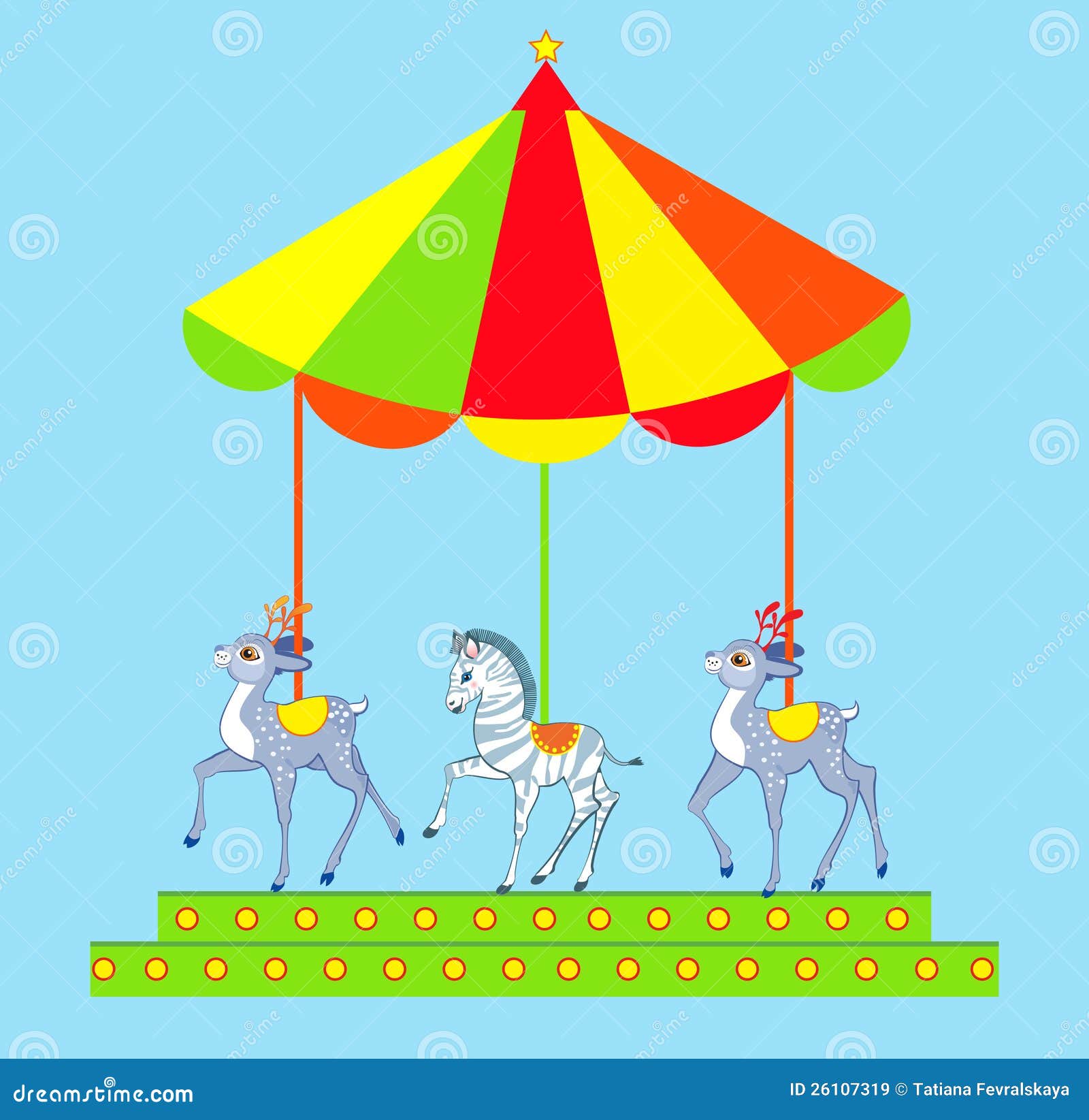 Merry-go-round Desenhado Mão Ilustração do Vetor - Ilustração de ...