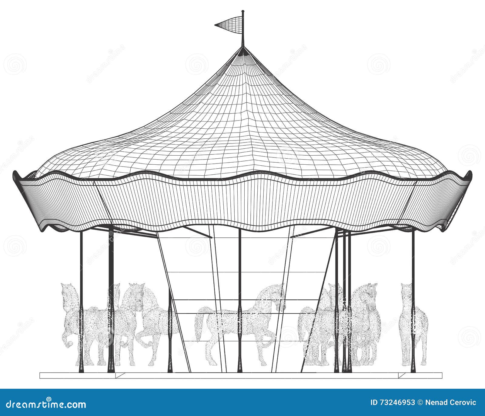 Merry-Go-Round Horse Carousel Vector Stock Vector - Illustration of ...