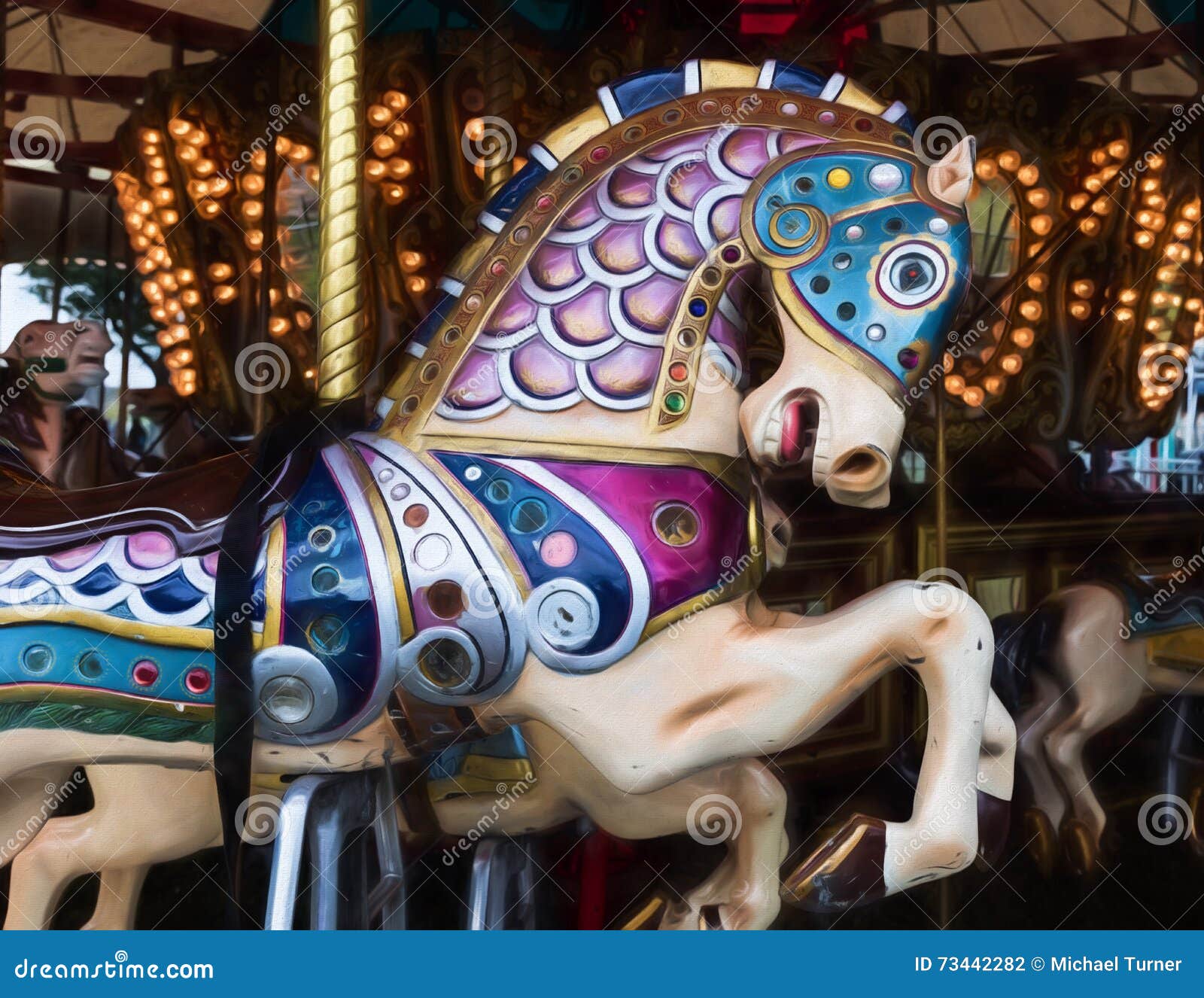 Merry go Round Horse stock photo. Image of childhood - 73442282