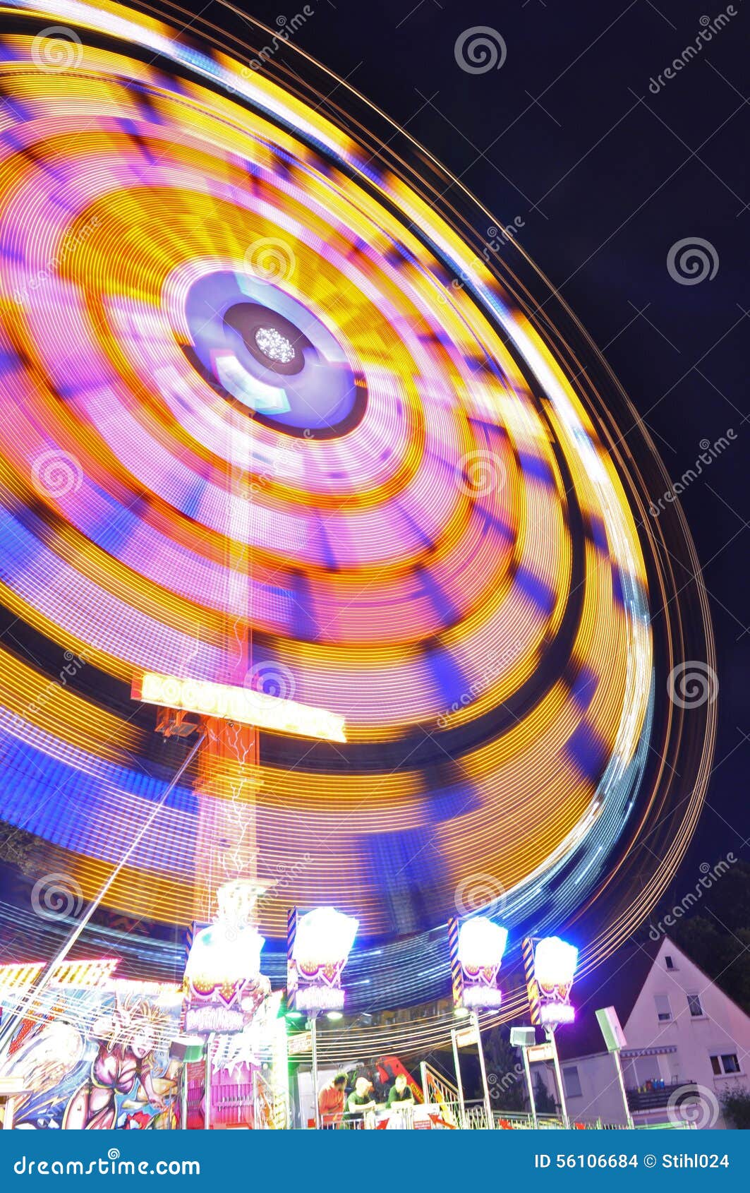 Merry-go-round at night stock photo. Image of night, fast - 56106684