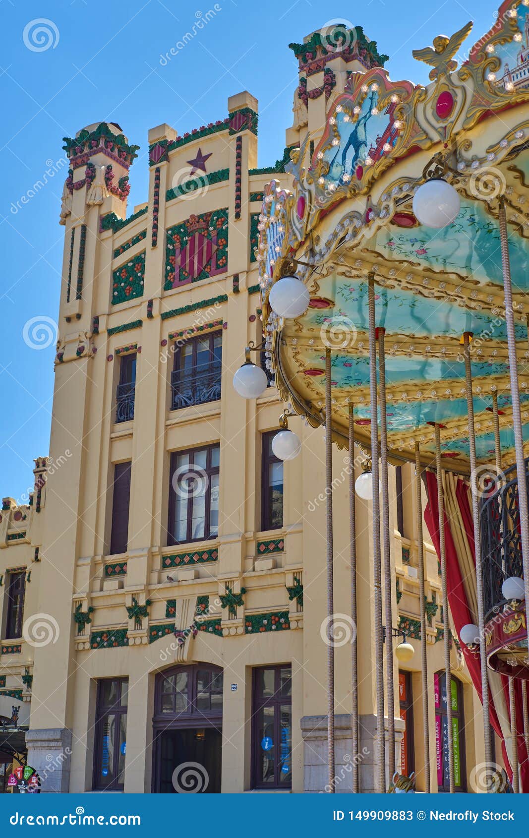 Merry-go-round in the Train Station of Valencia. Spain Editorial Stock ...