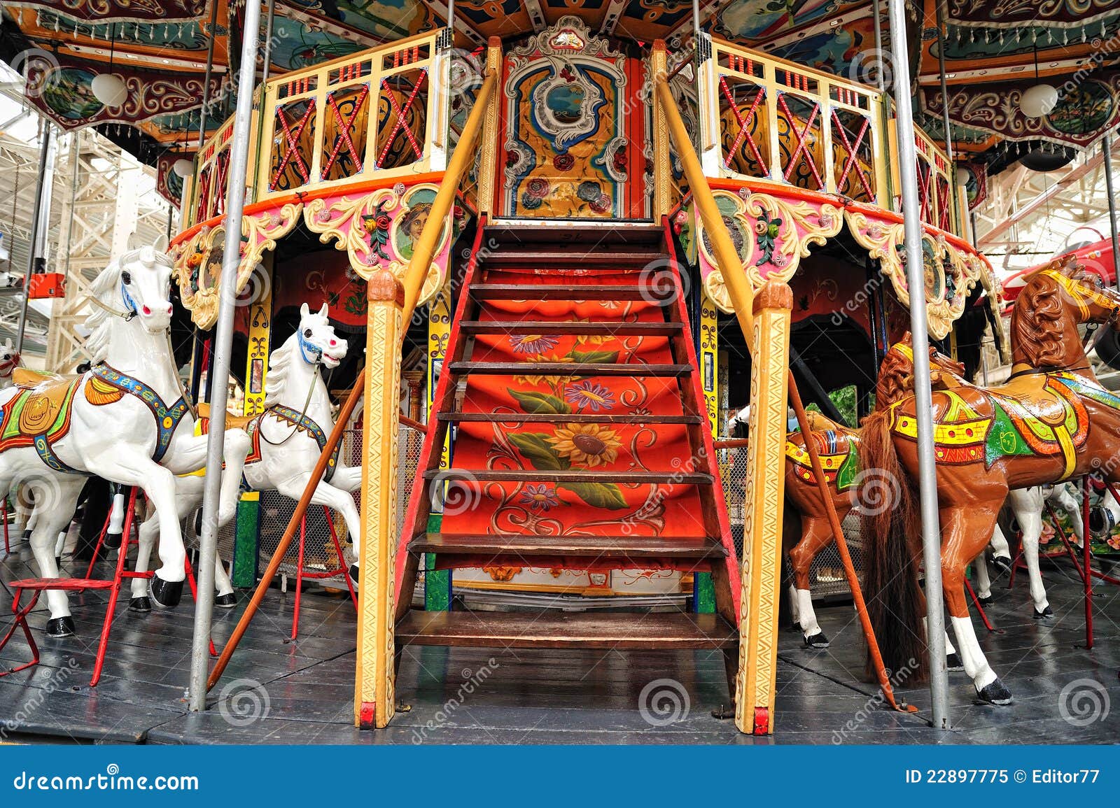 Merry-go-Round Vintage Carousel Stock Image - Image of fair, carousel ...