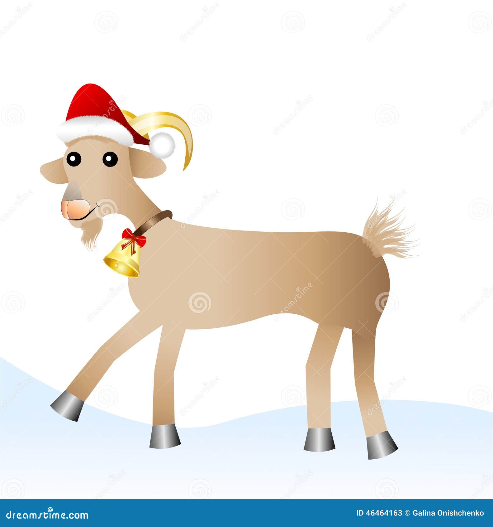 Merry Goat in a Christmas Cap Stock Vector - Illustration of horns ...