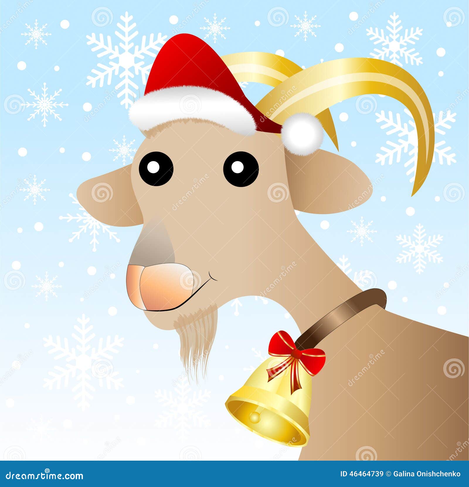 Merry Goat in a Christmas Cap Stock Vector - Illustration of vector ...