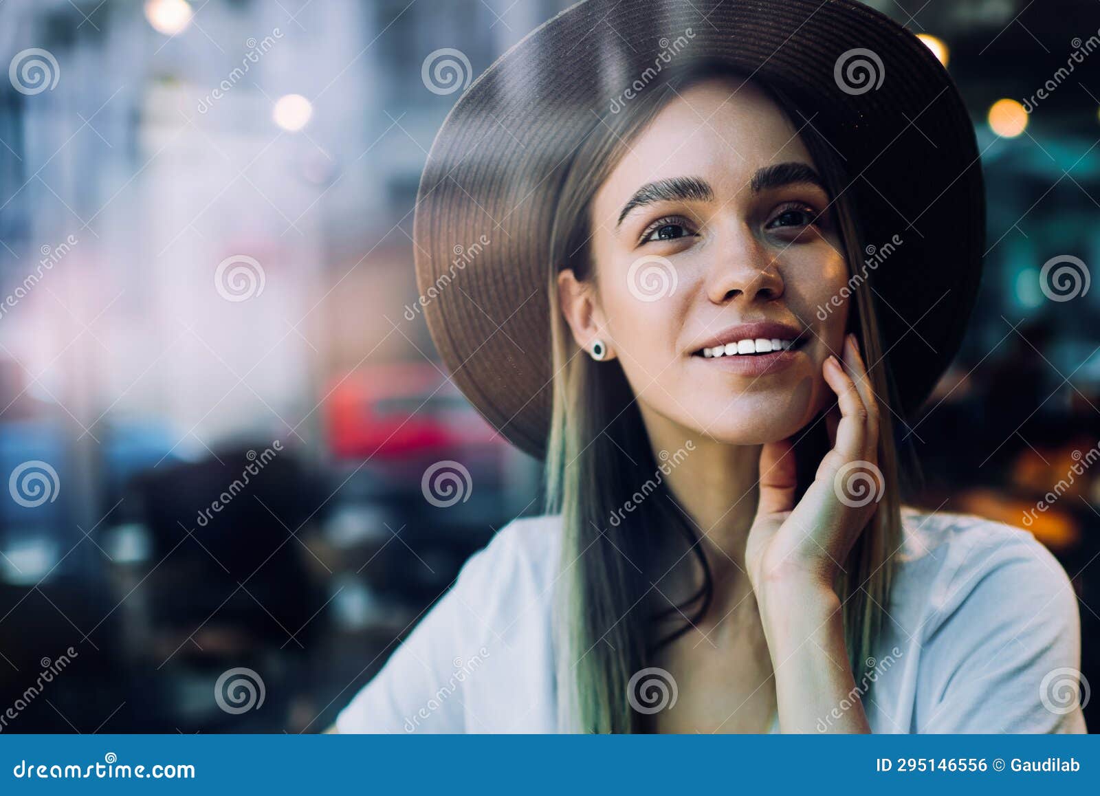 Merry Lady with Adorable Smile Chilling in Cafe Stock Photo - Image of ...