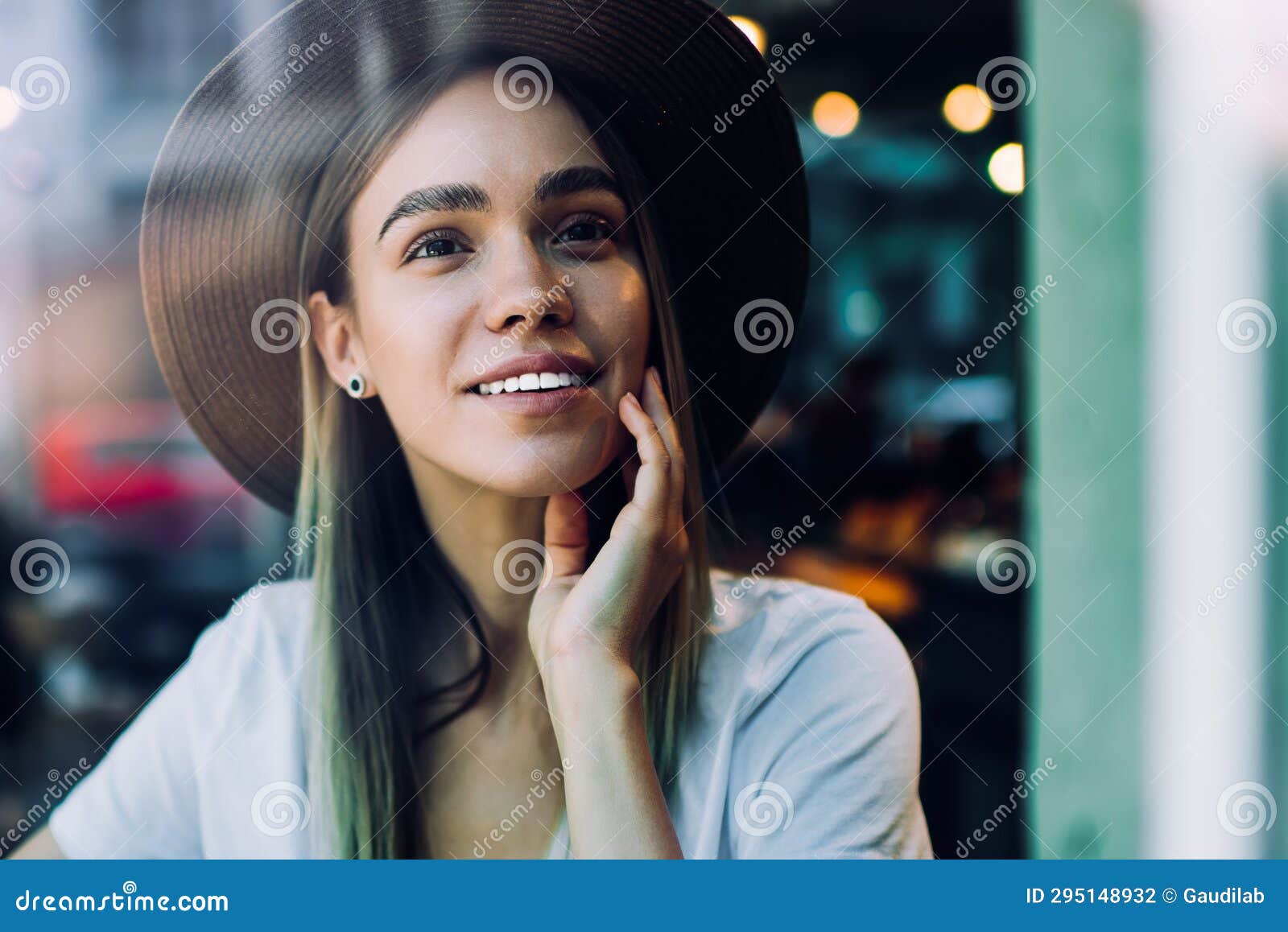 Merry Lady with Adorable Smile Chilling in Cafe Stock Photo - Image of ...