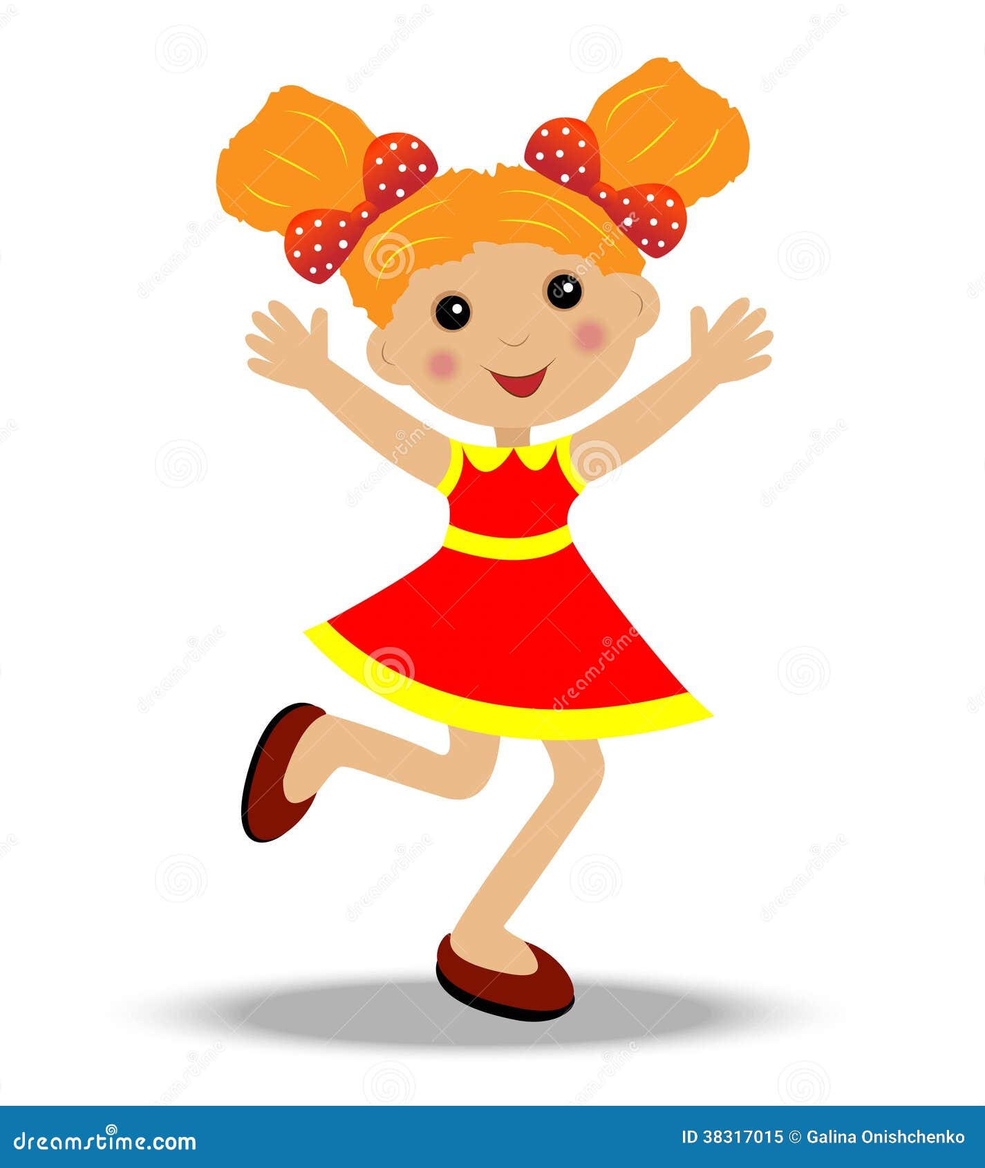 Merry Little Girl on White Background Stock Vector - Illustration of ...