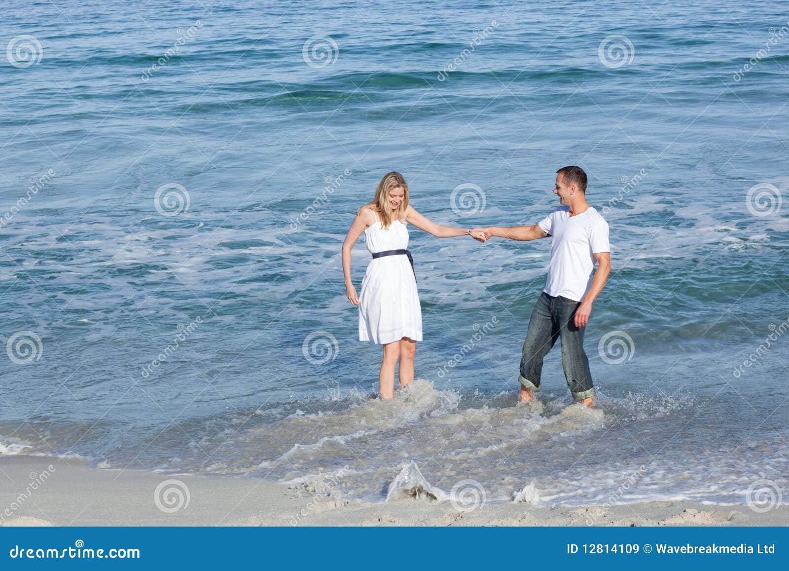 Merry Lovers Having Fun at the Seaside Stock Image - Image of person ...