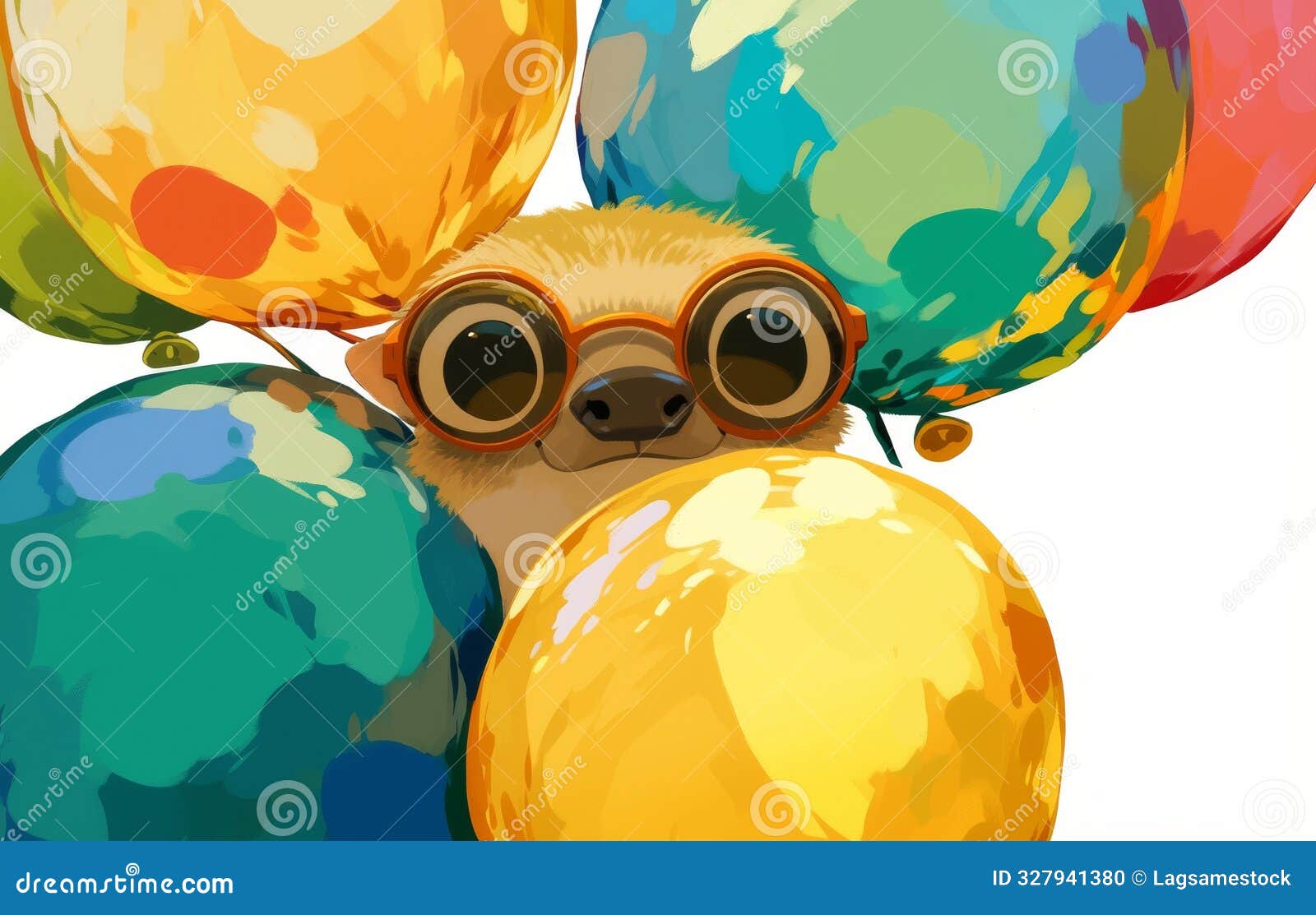 A Merry Mongoose Peeking Out from Behind a Cluster of Balloons Stock ...