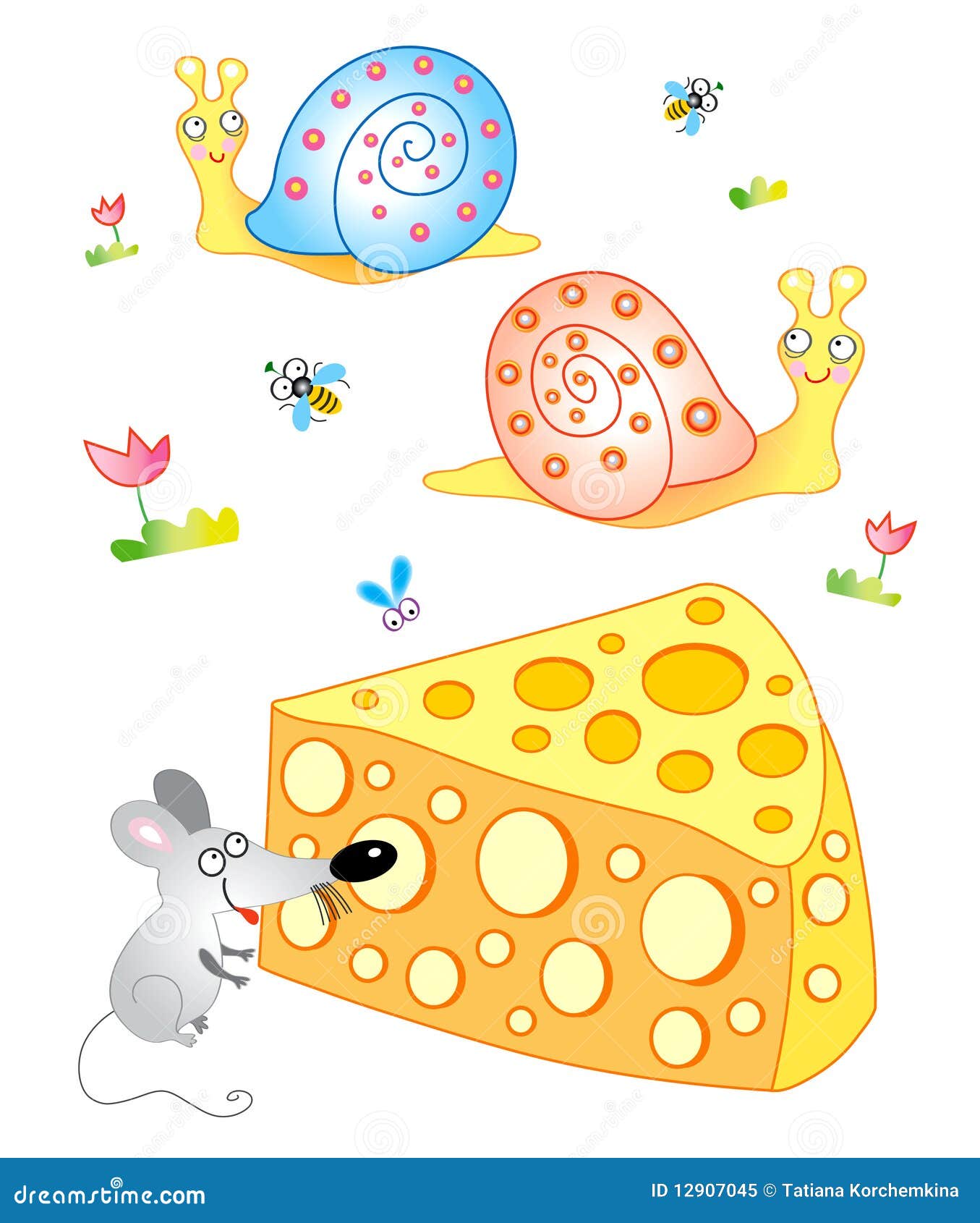 Merry mouse with cheese stock vector. Illustration of beautiful - 12907045
