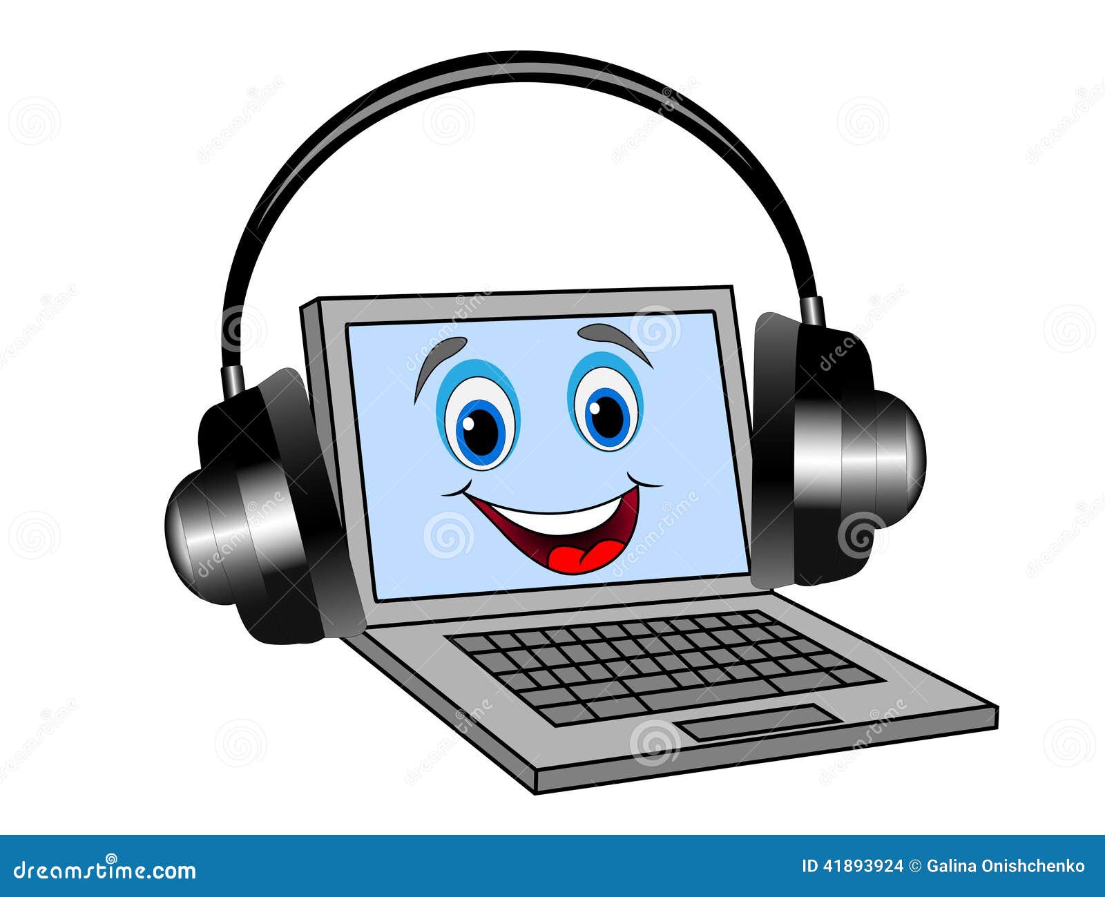 Merry Notebook in Headset Listen Music Stock Vector - Illustration of ...