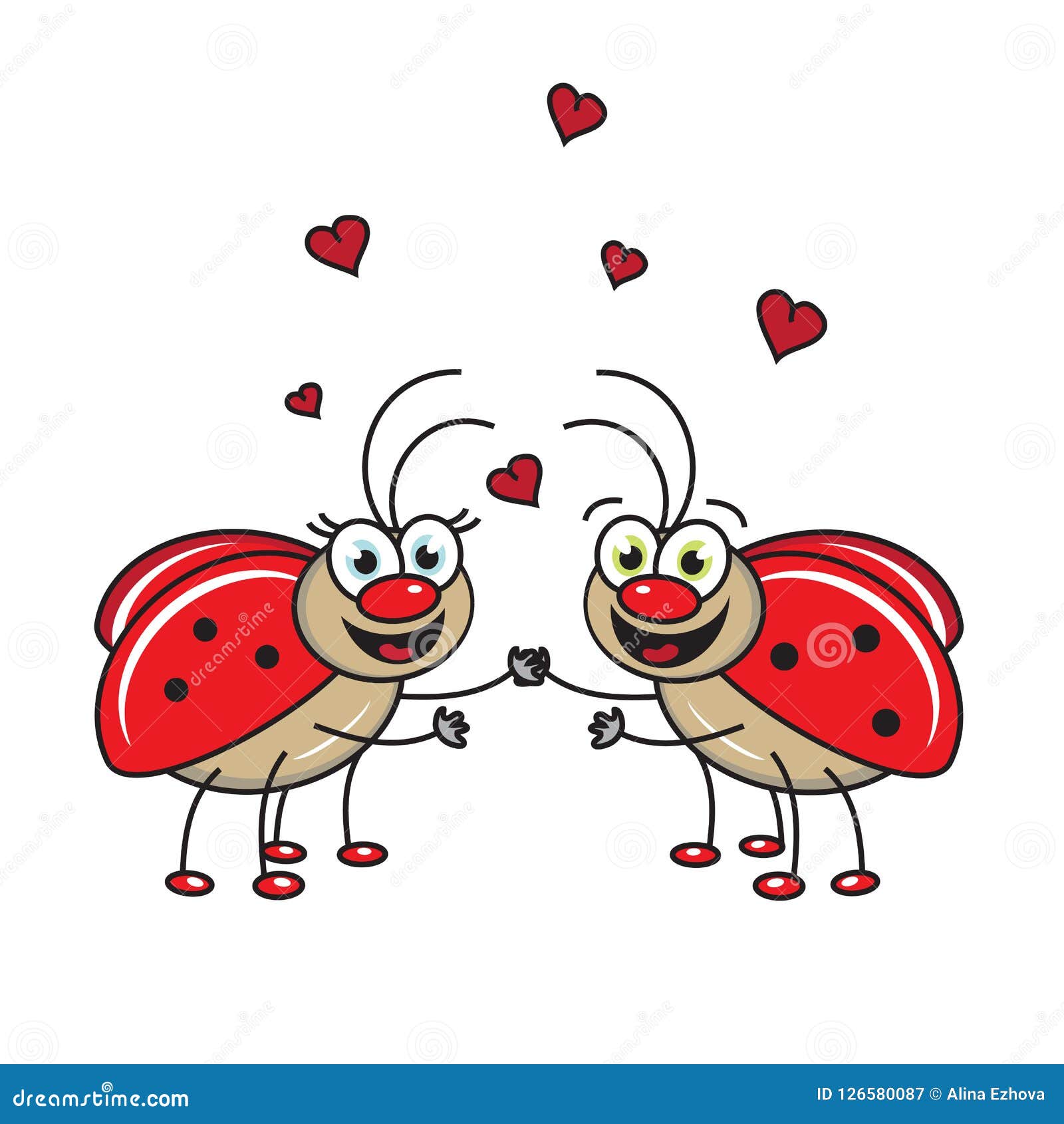 Merry Red Beetles. Vector Illustration Stock Vector - Illustration of ...