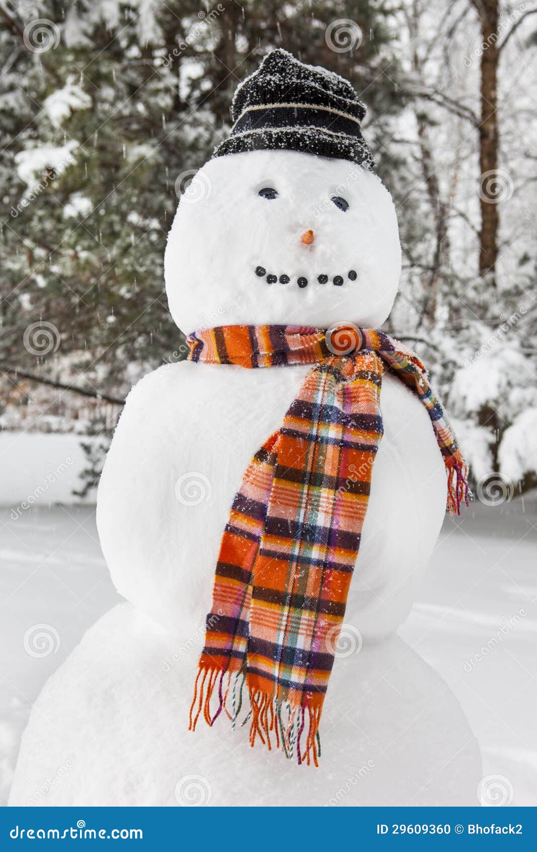 Merry White Snowman with a Scarf and a Hat Stock Photo - Image of ...