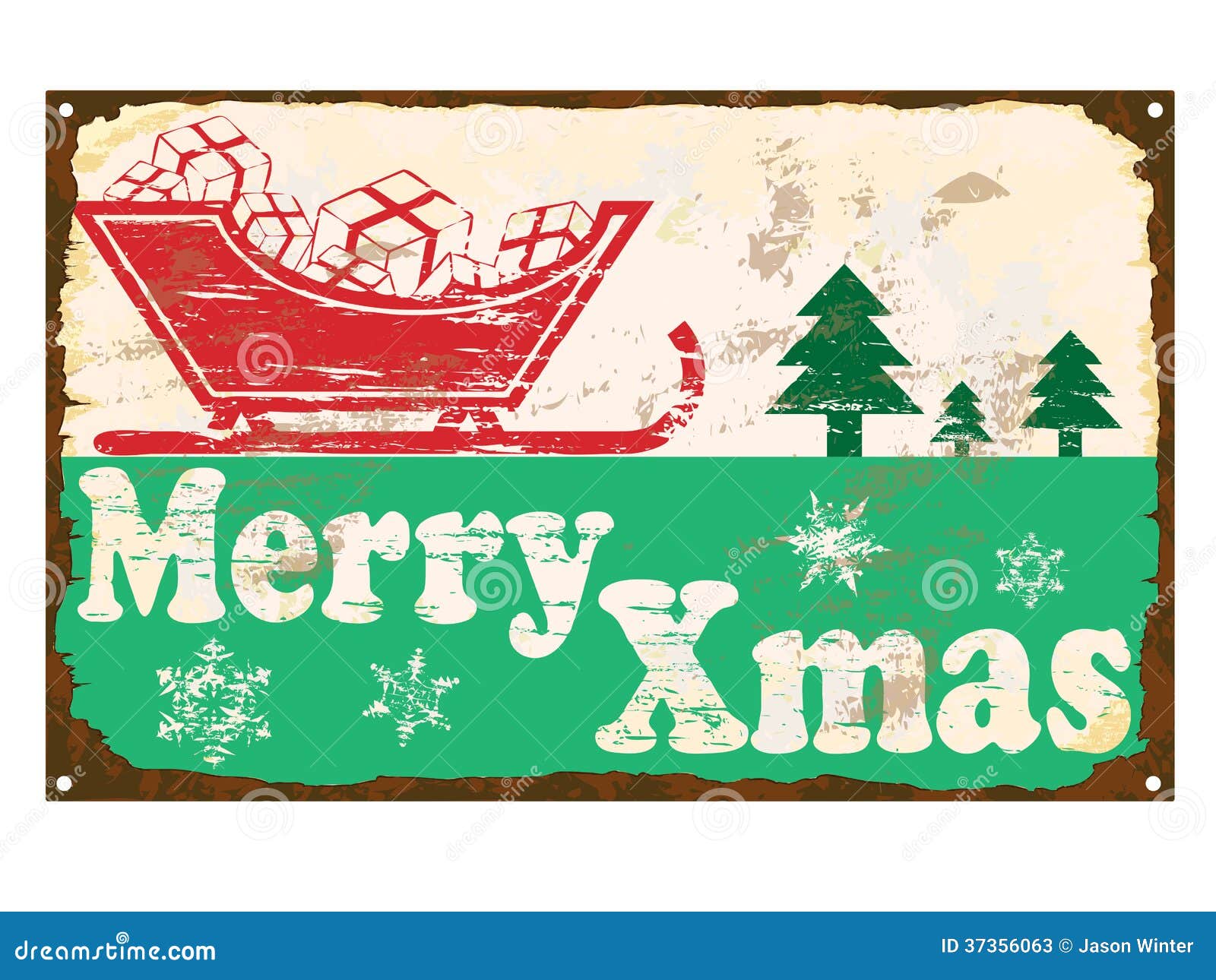 Merry Xmas Enamel Sign stock vector. Illustration of rusted - 37356063