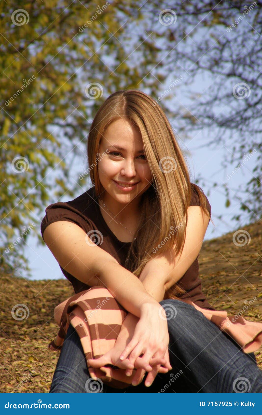 Merry young girl stock image. Image of nature, single - 7157925
