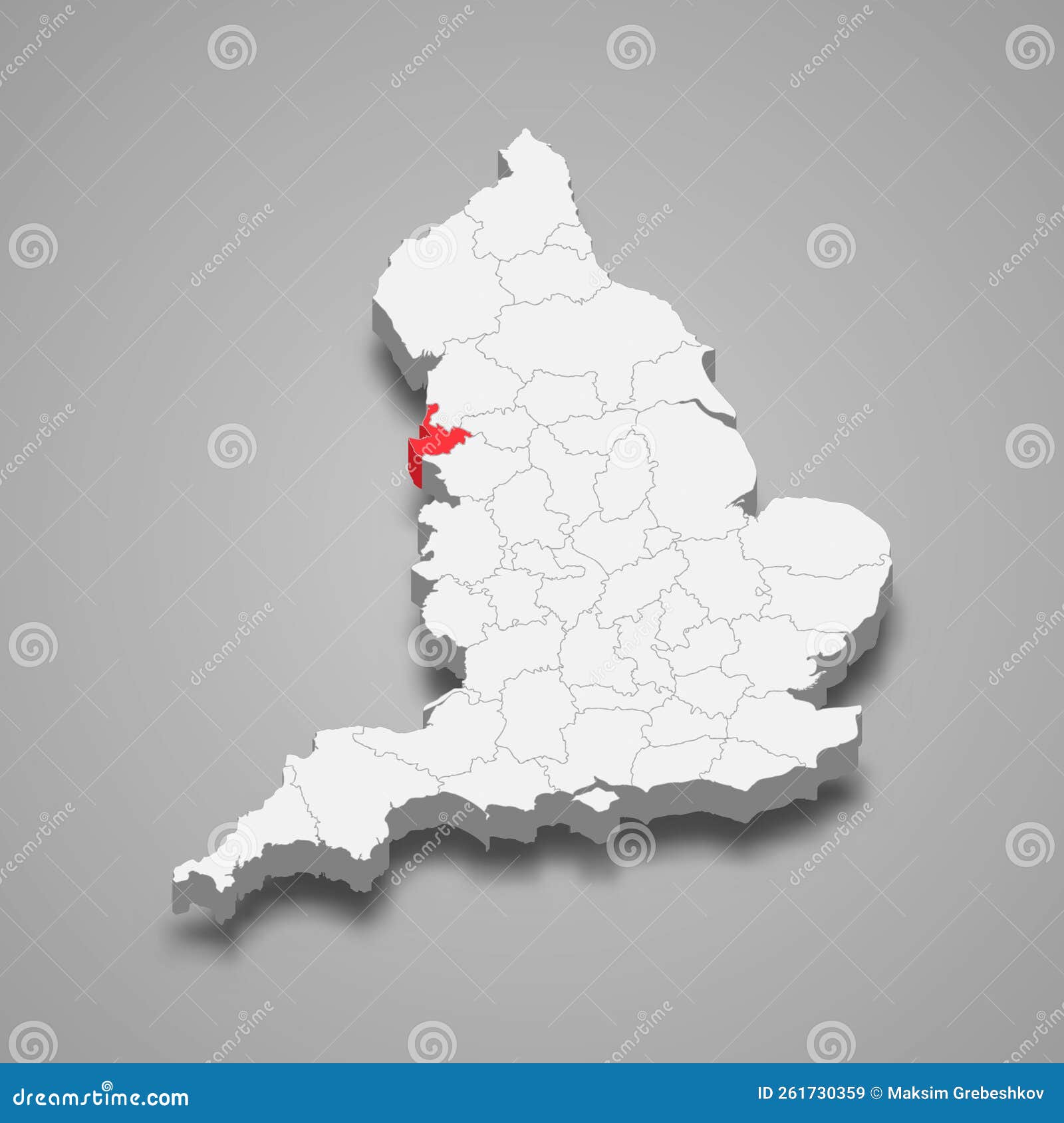 Merseyside County Location within England 3d Map Stock Vector ...