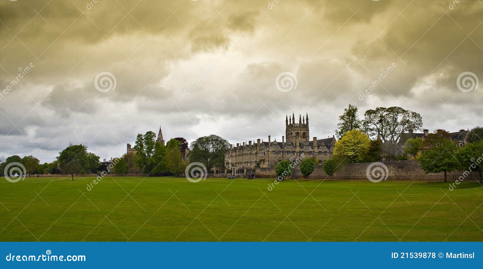 Merton College and Field in Rainy Day. Stock Photo - Image of rugby ...
