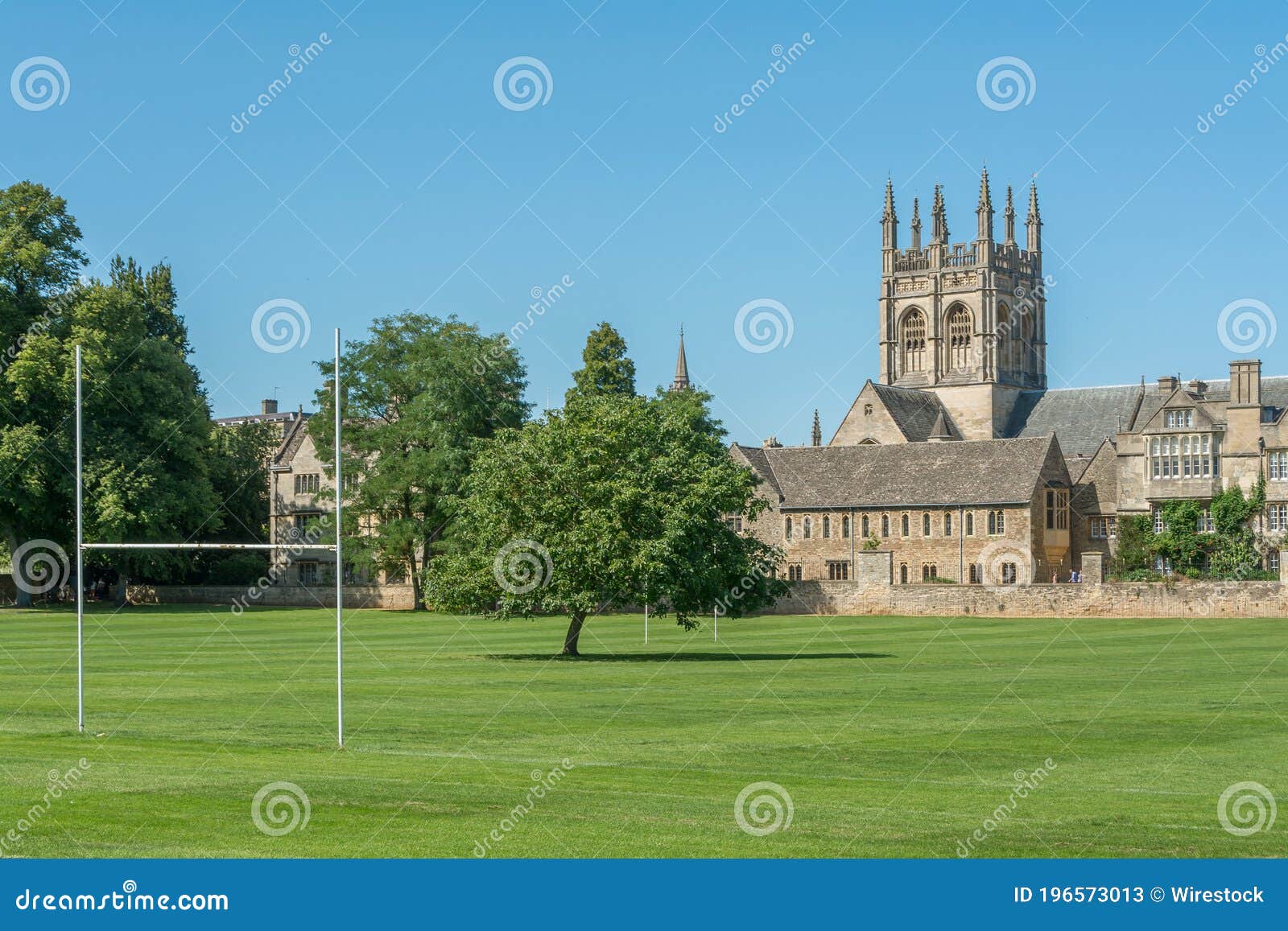Merton Field in Oxford Under the Sunlight and a Blue Sky in the UK ...