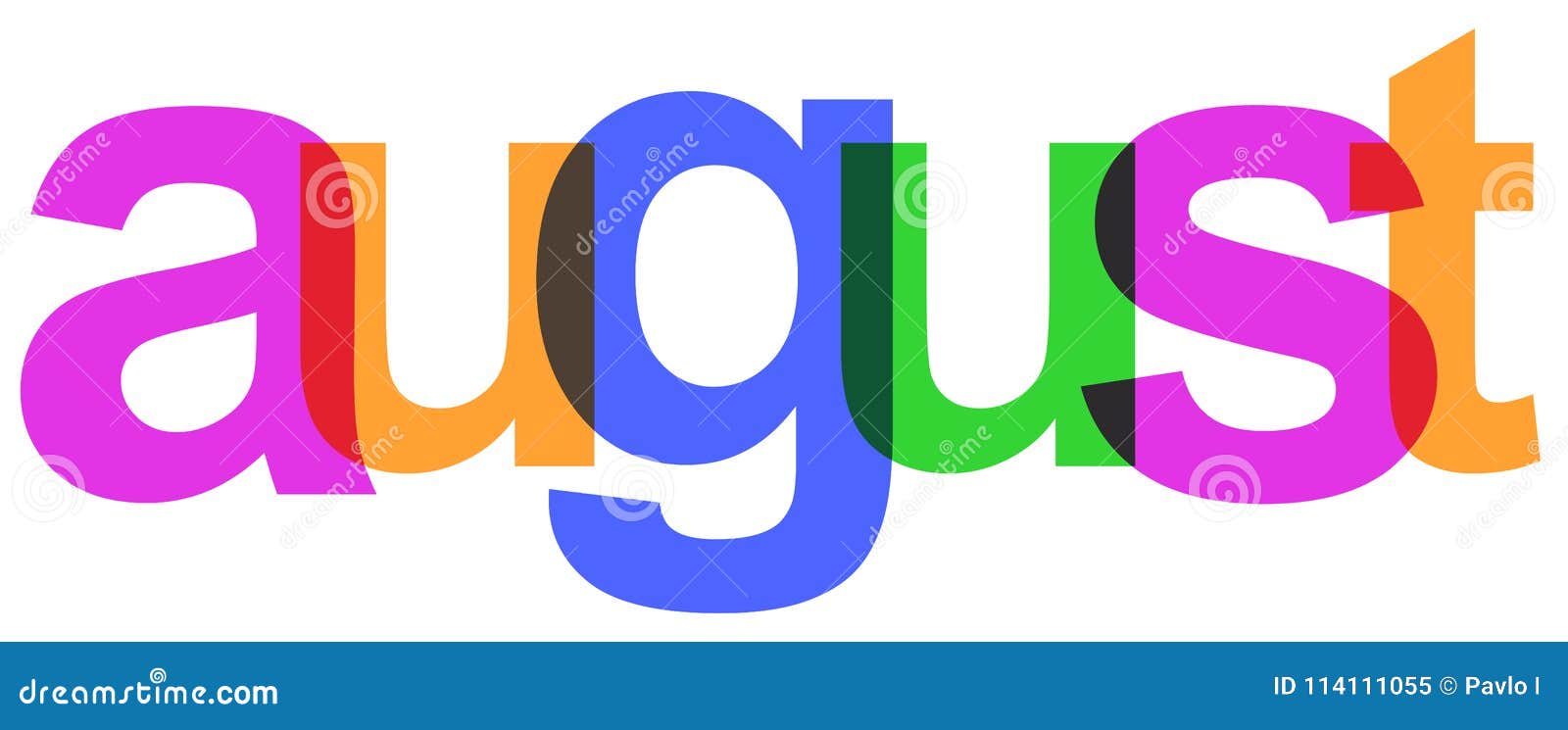 Mes Colorido Del Año - Vector De Agosto Stock de ilustración ...