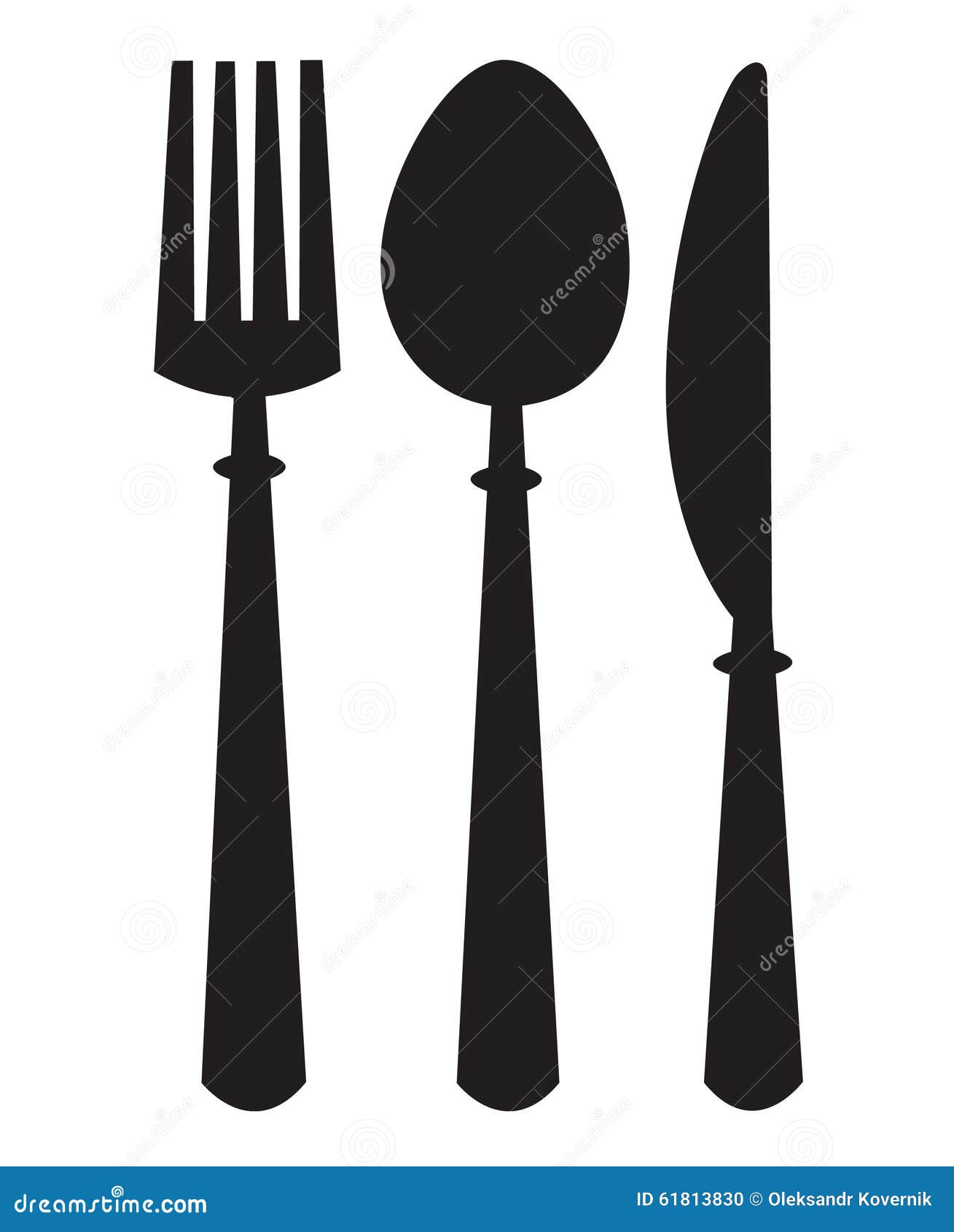 Mes, Vork en Lepel vector illustratie. Illustration of silhouet - 61813830