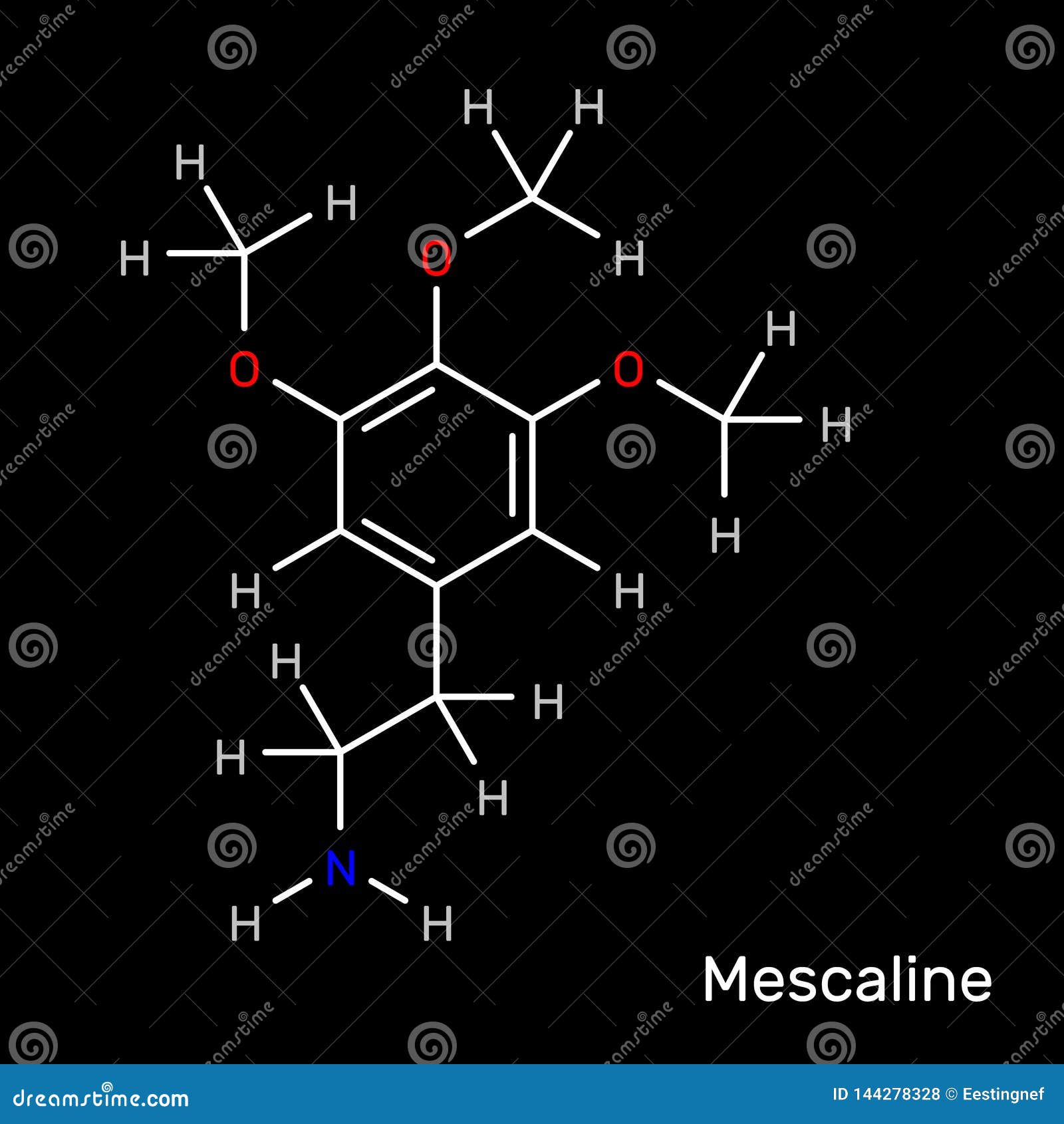 Mescaline Psychedelic Structural Formula. Vector Illustration Stock ...