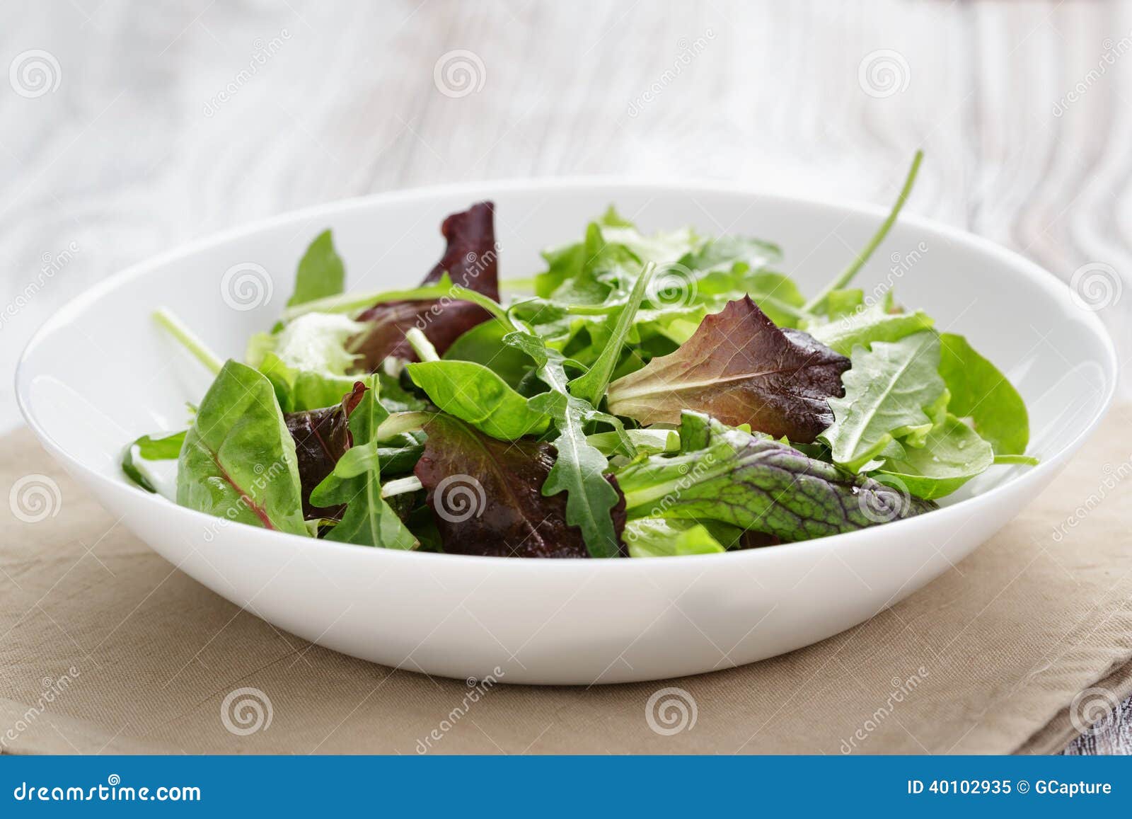 Mesclun Mix Salad in White Bowl Stock Image - Image of radicchio, fresh ...
