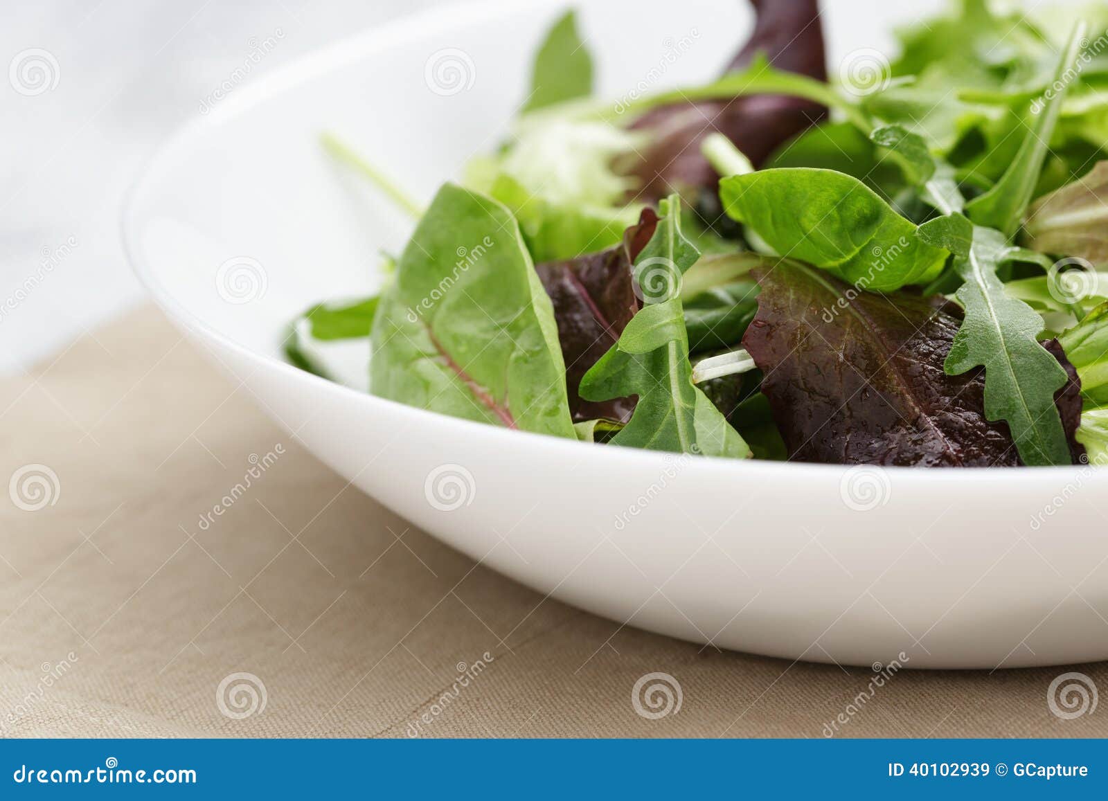 Mesclun Mix Salad in White Bowl Stock Image - Image of lettuce, rocket ...