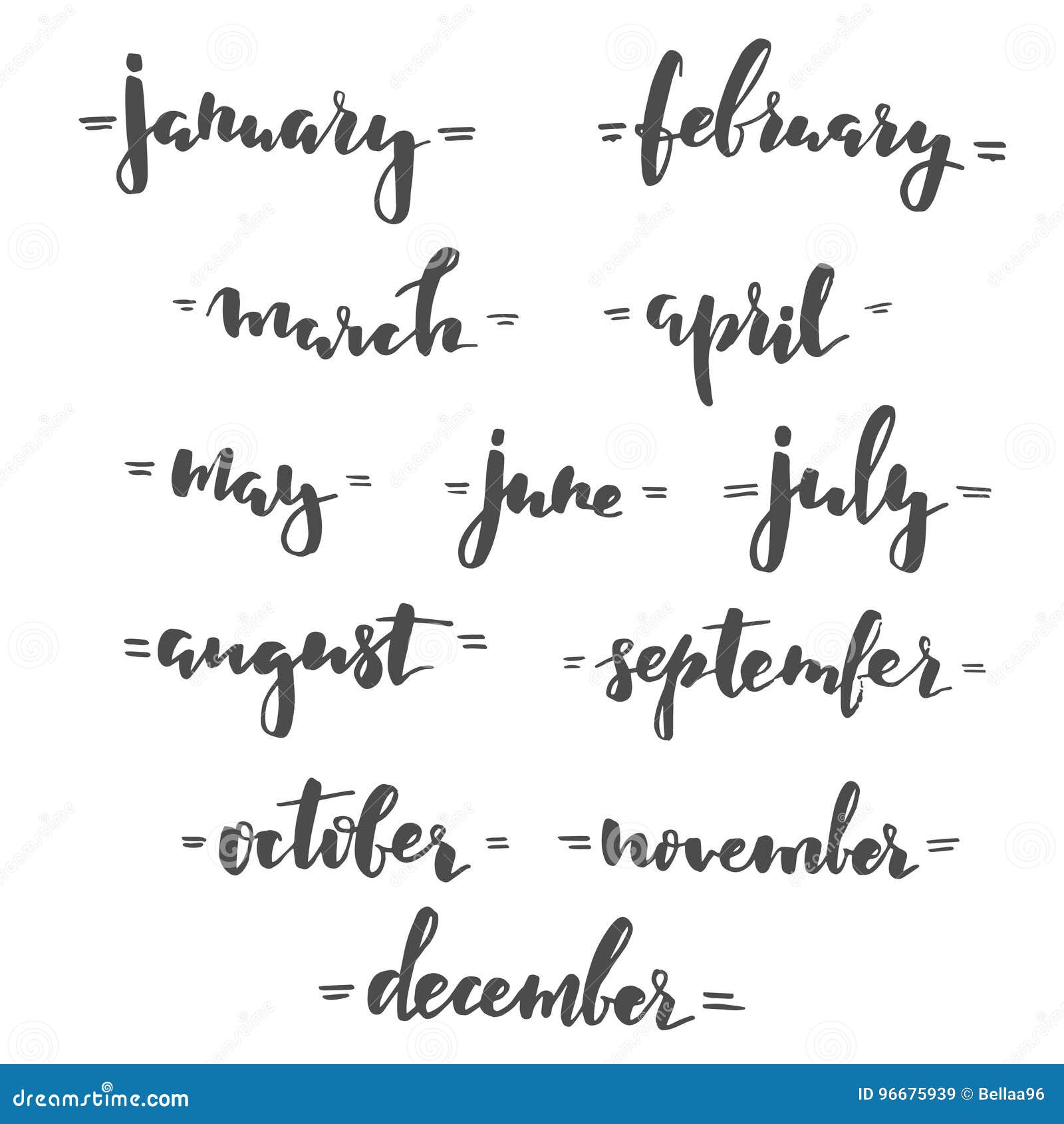 Meses de letras de la mano ilustración del vector. Ilustración de ...