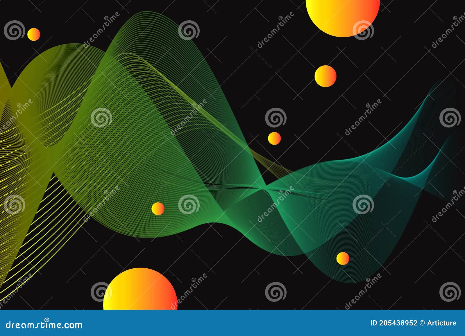 Set Of Spheres With Waves In Different Color Variants With Shadow In 3d ...