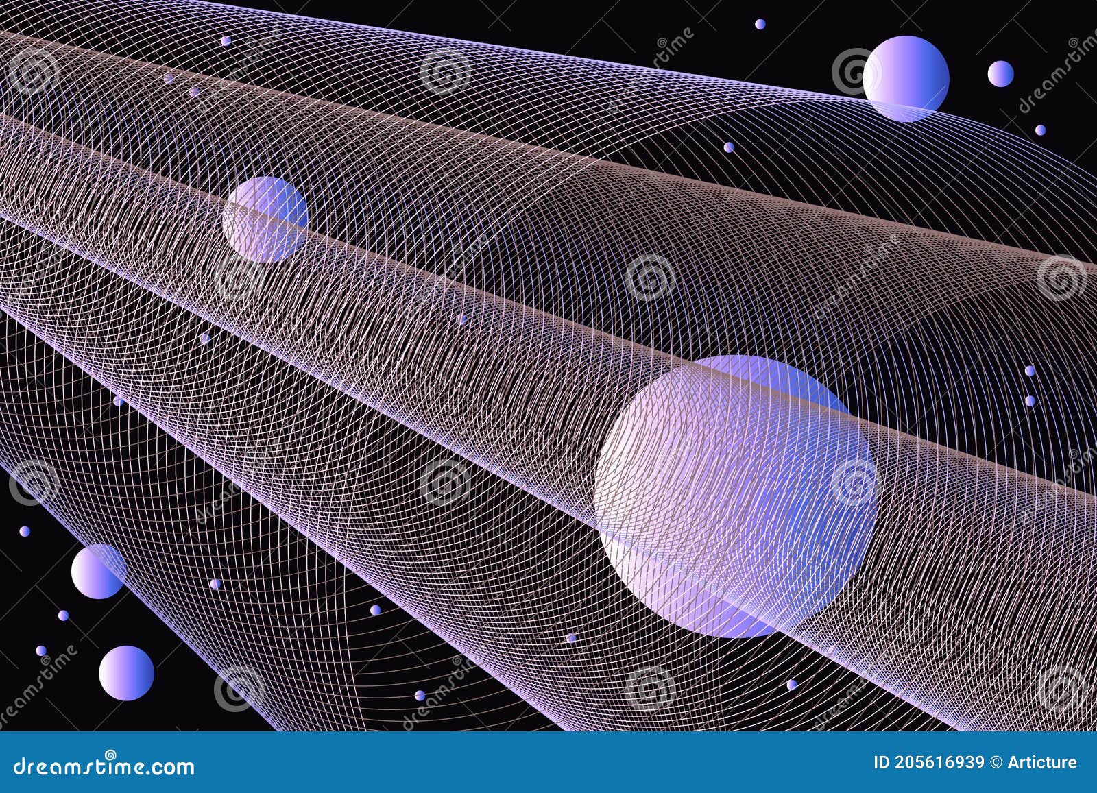 Abstract Cosmic Composition in Retro Style. Stock Illustration ...