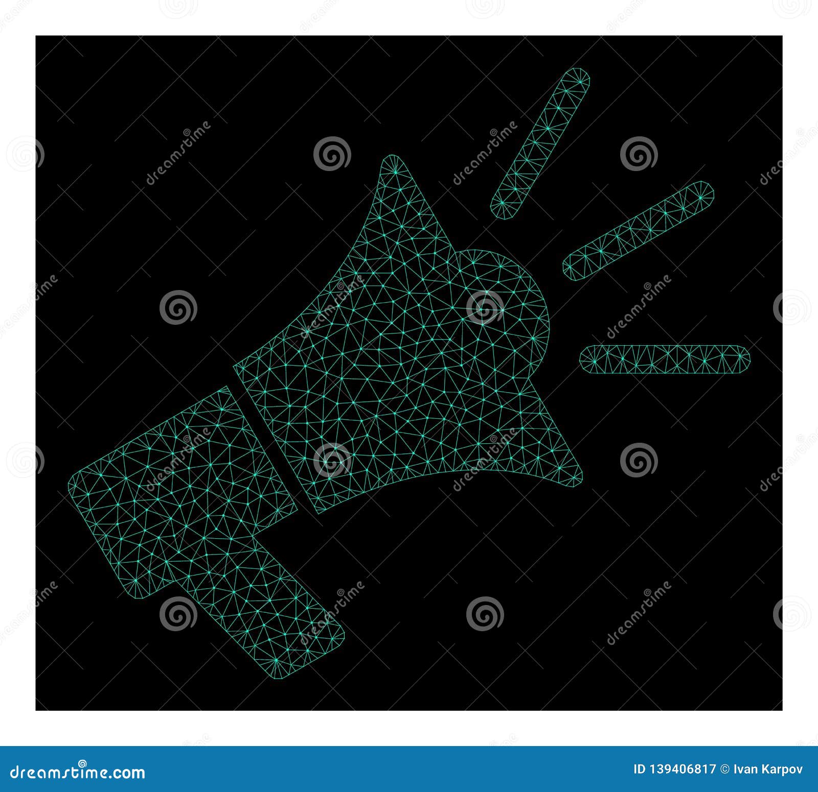 Mesh Advertising Megaphone in Polygonal 2D Vector Style Stock Vector ...