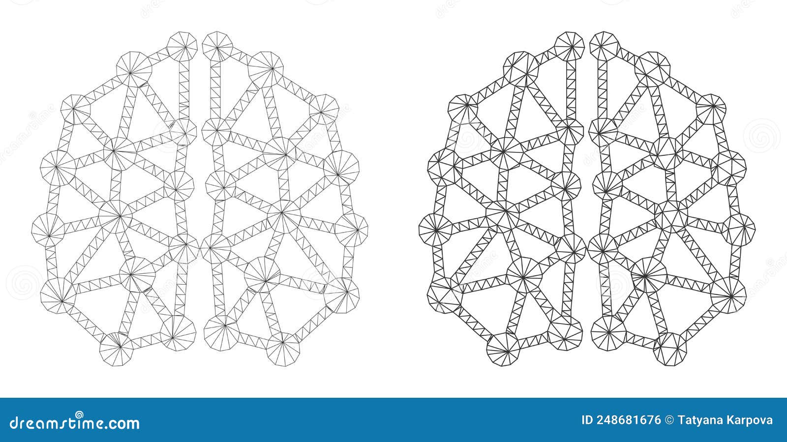 Mesh AI Structure Icon Versions in Polygonal Wire Frame Vector Style ...