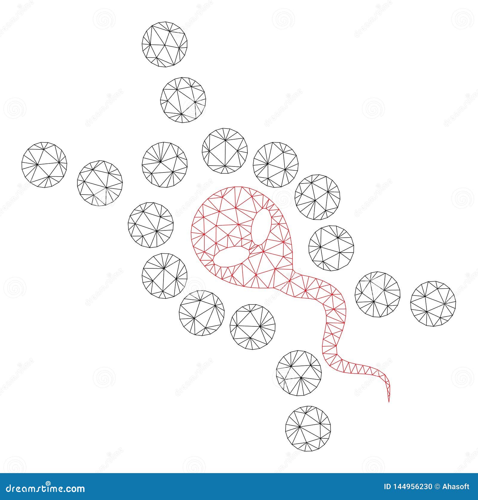 Alien Sperm Replication Polygonal Frame Vector Mesh Illustration Stock