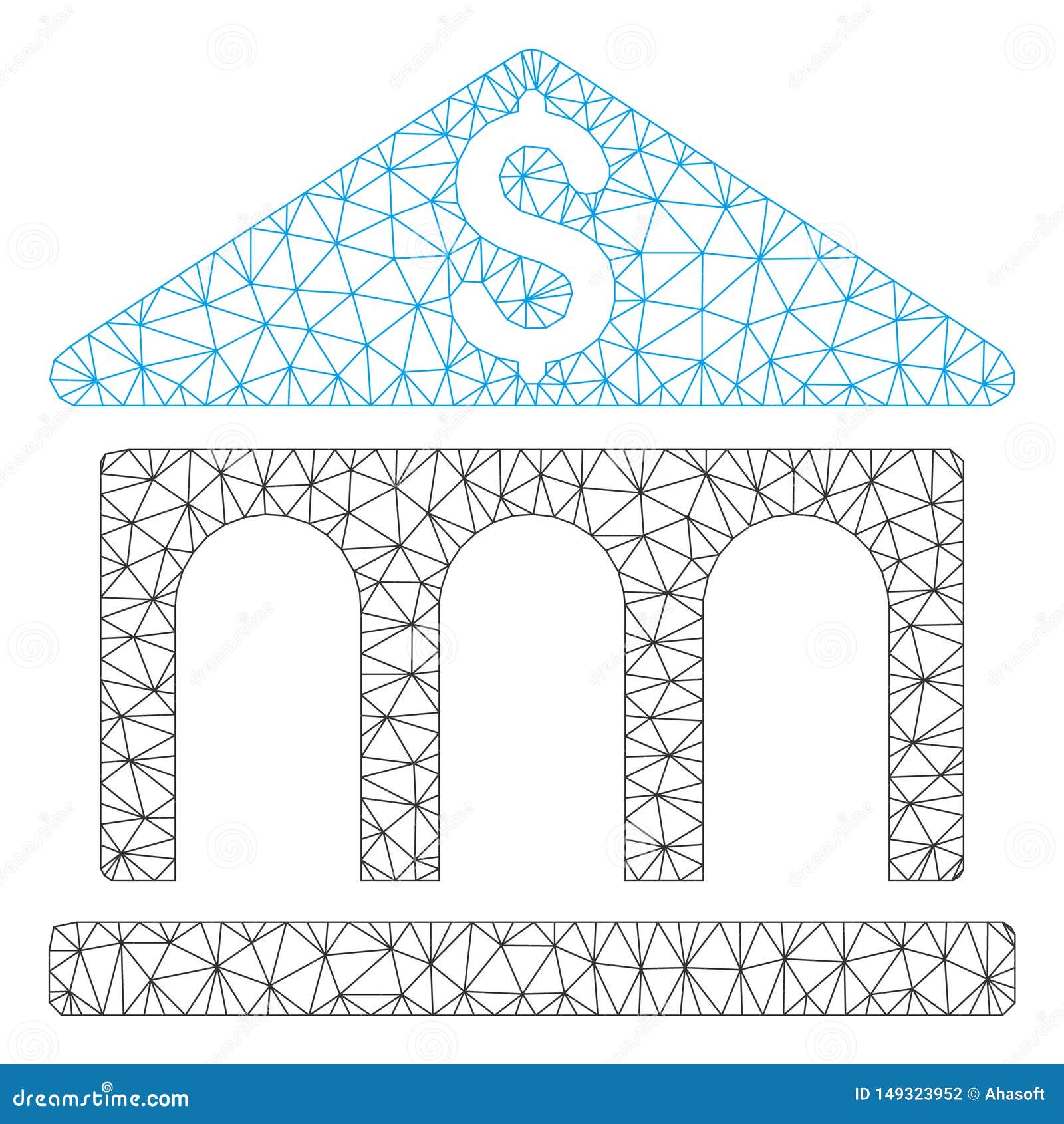 Bank Building Vector Mesh 2D Model Stock Vector - Illustration of frame ...